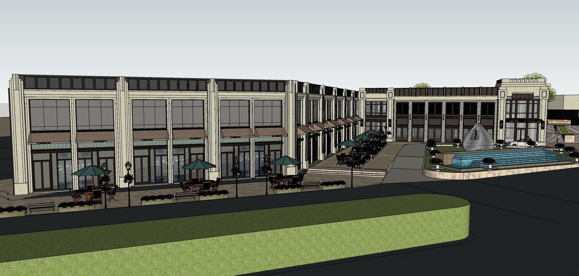 retail shops podium classical facade sketchup model 3D model | CGTrader