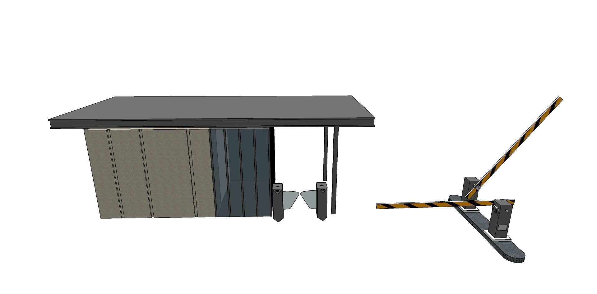 security check post with booth 3d sketchup model 3D model | CGTrader