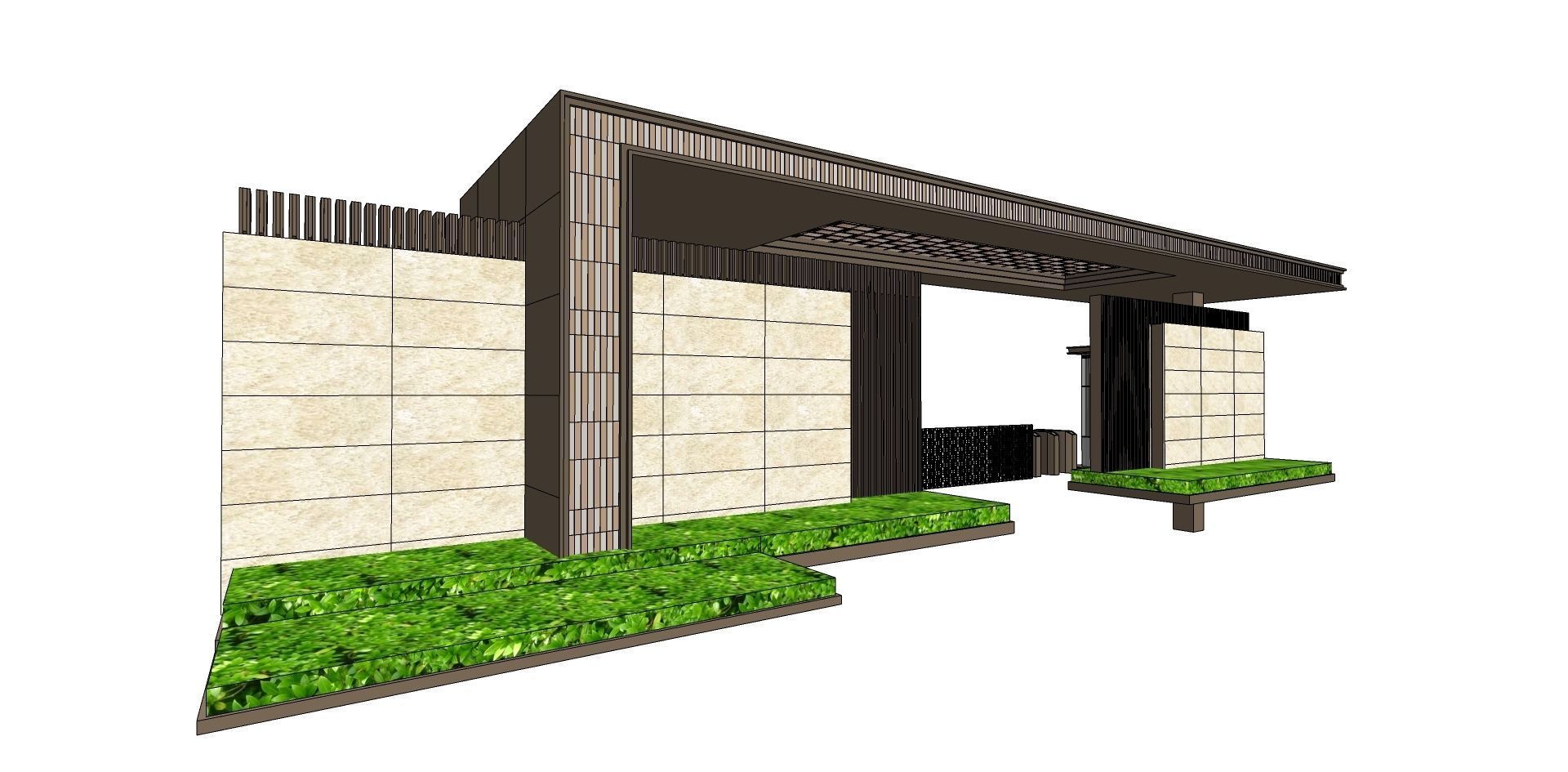 minimalist entrance gate sketchup model 3D model | CGTrader