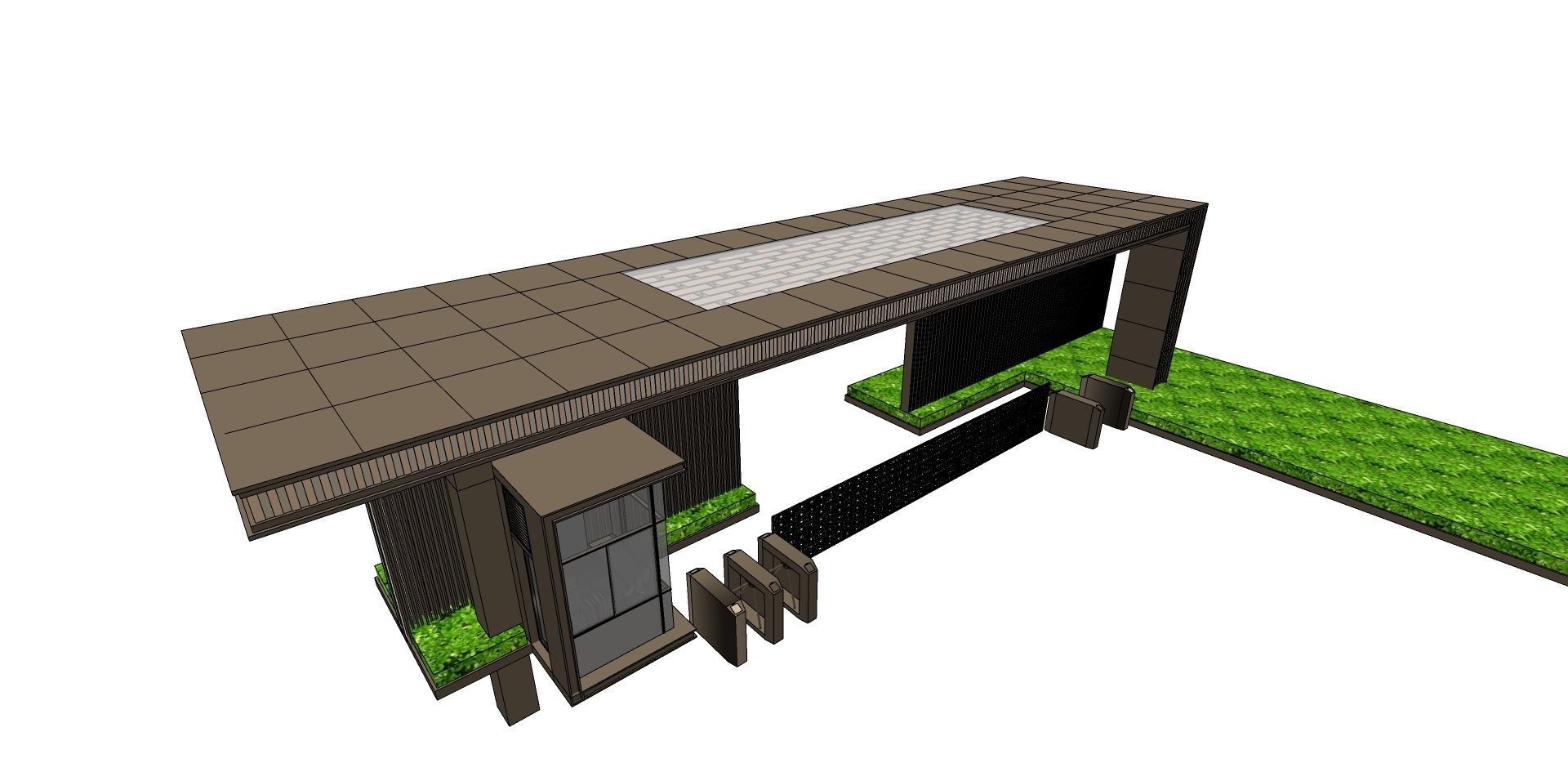 minimalist entrance gate sketchup model 3D model | CGTrader