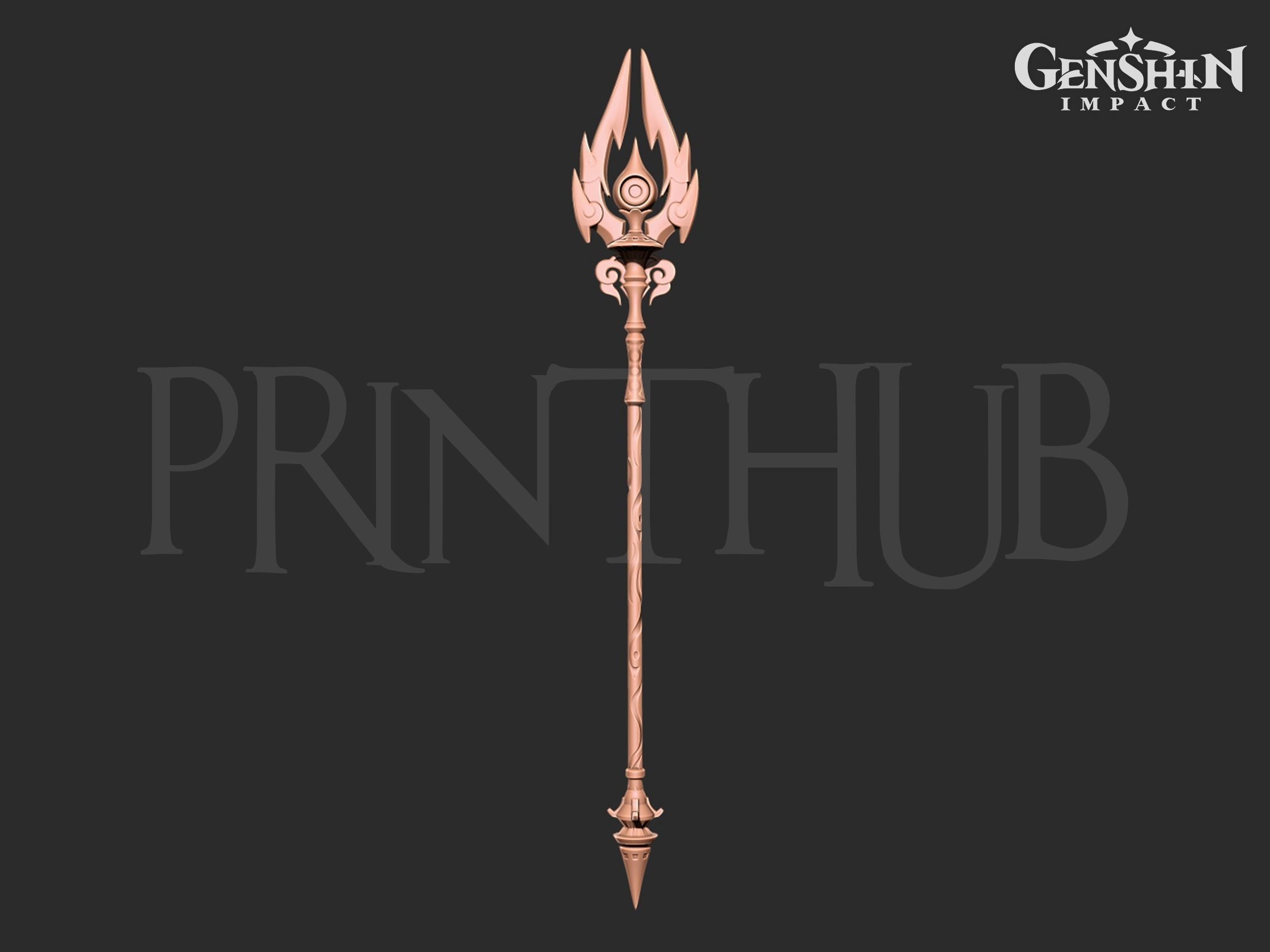 Genshin Impact Hu Tao Weapon Staff 3D model 3D printable | CGTrader