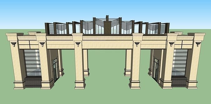 classical gate house sketchup model 3D model | CGTrader