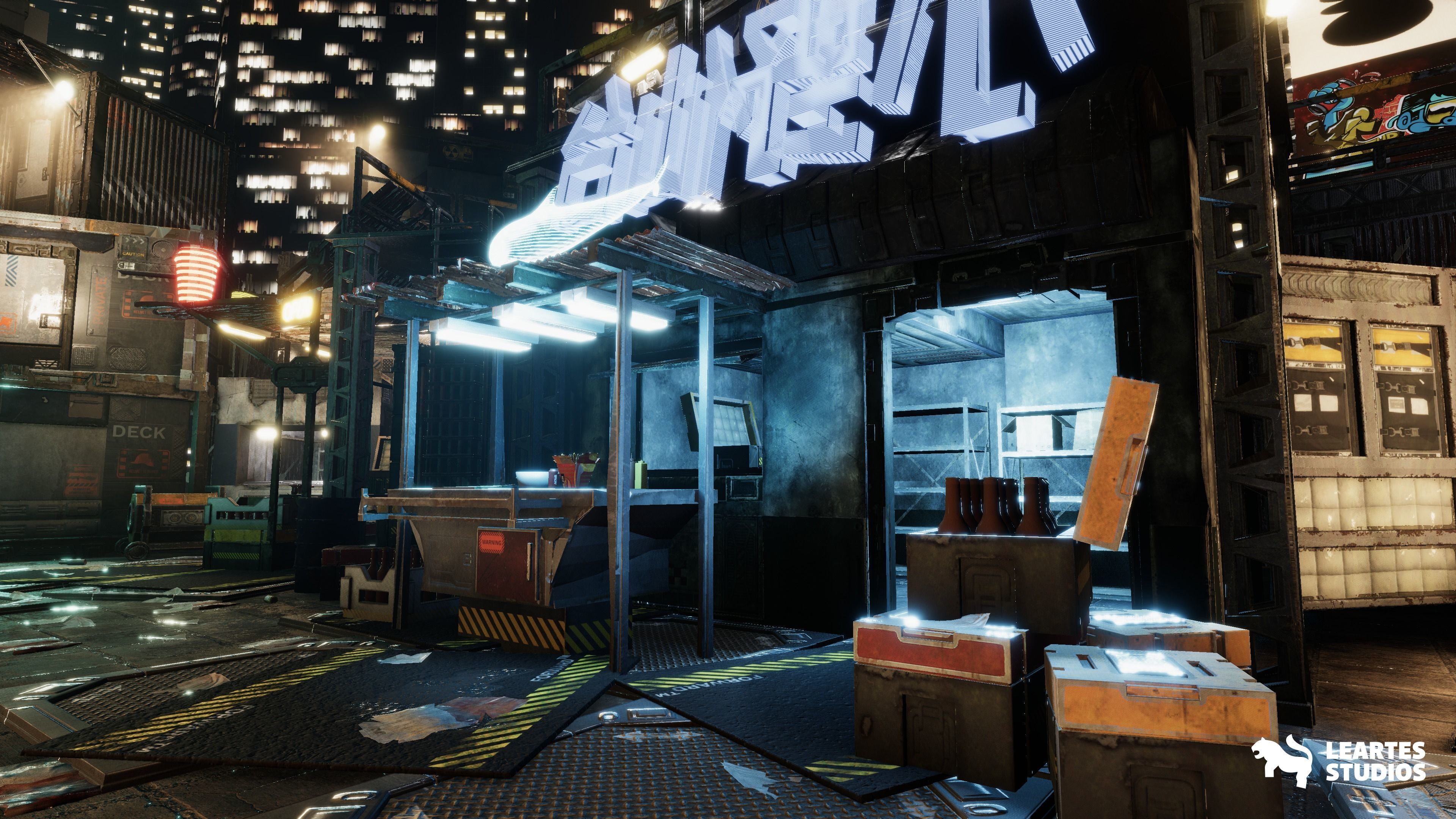 3D model Cyberpunk Rooftop Market VR / AR / low-poly | CGTrader