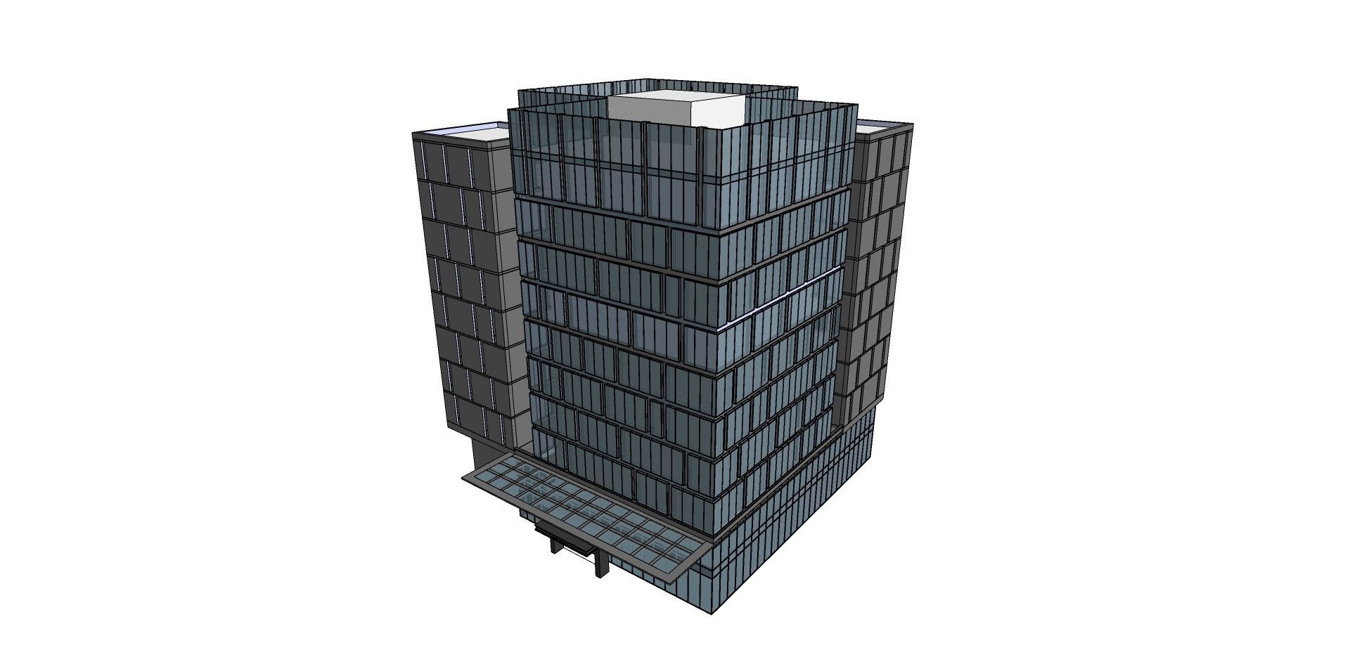 office building glass facade sketchup model 3D model | CGTrader