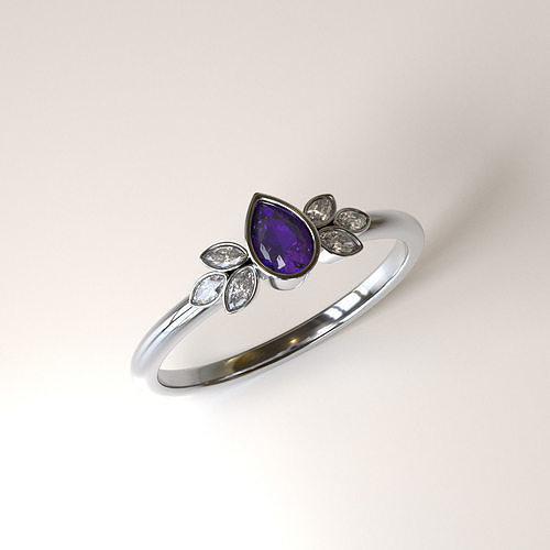 Ring with Marquise Leaves free 3D model 3D printable | CGTrader