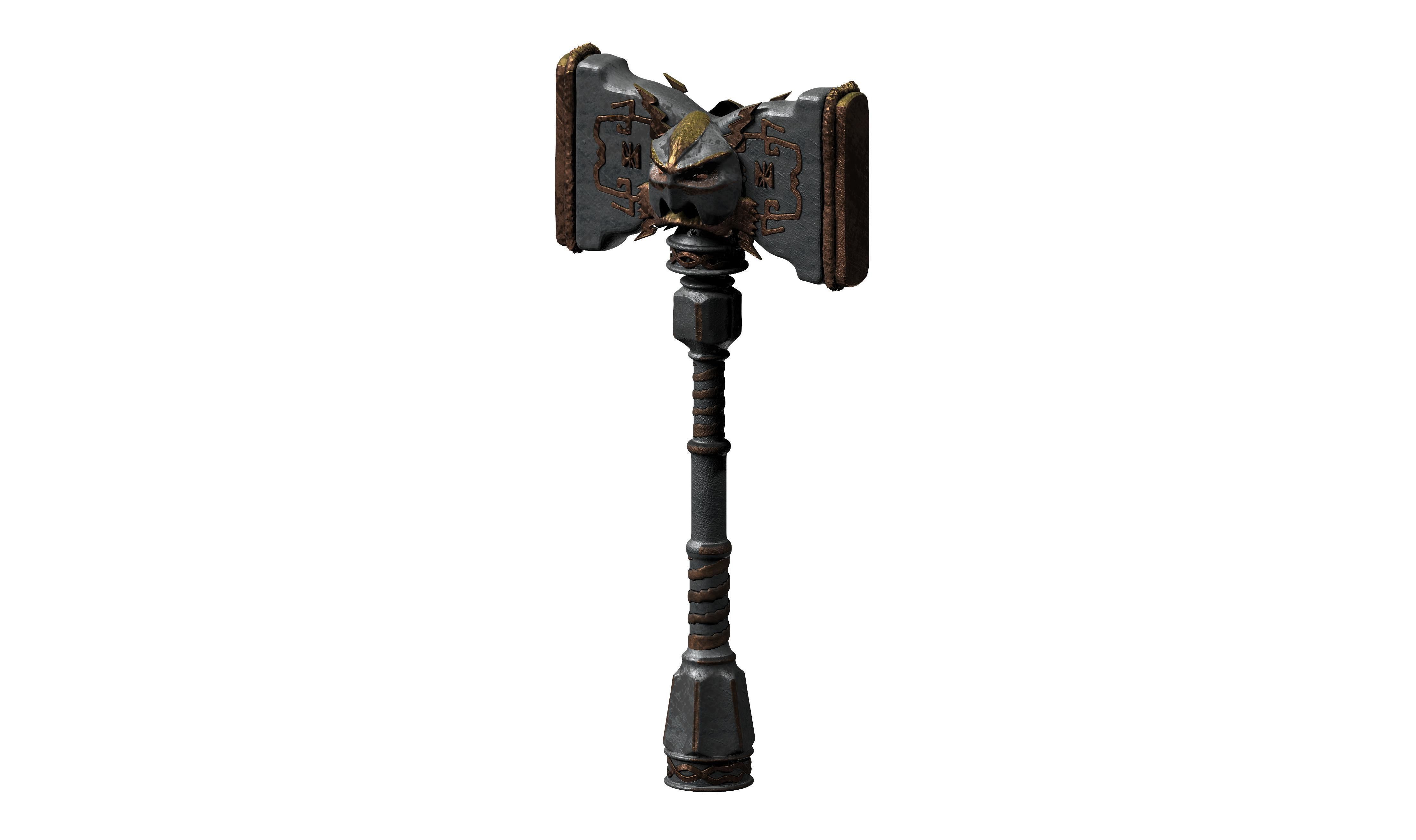 Dwarf hammer game asset 3D model | CGTrader
