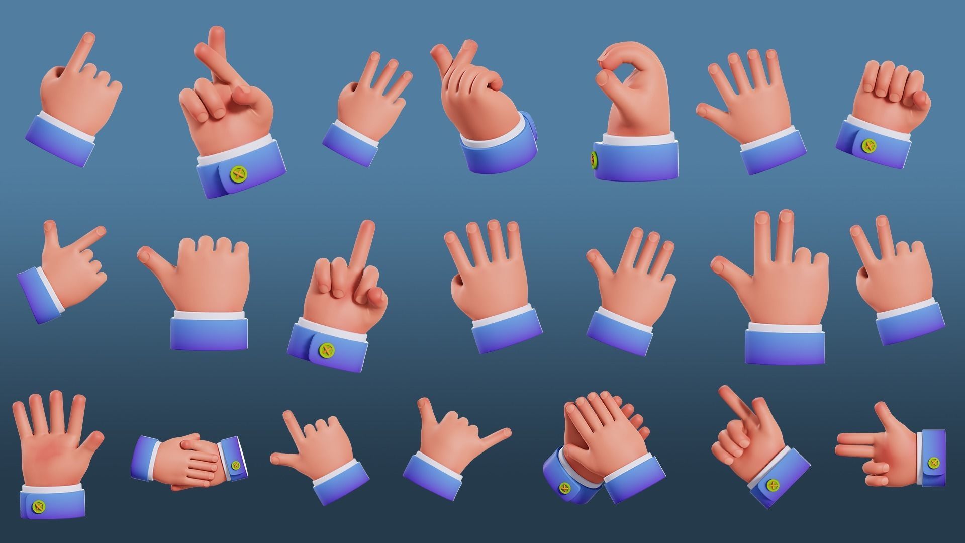 3D model 41 Hand Emoji Signs - Icons Collection VR AR low-poly 3d model ...