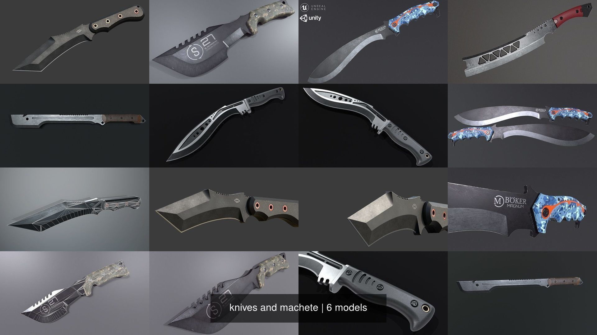 3D Model Collection knives and machete VR / AR / low-poly | CGTrader