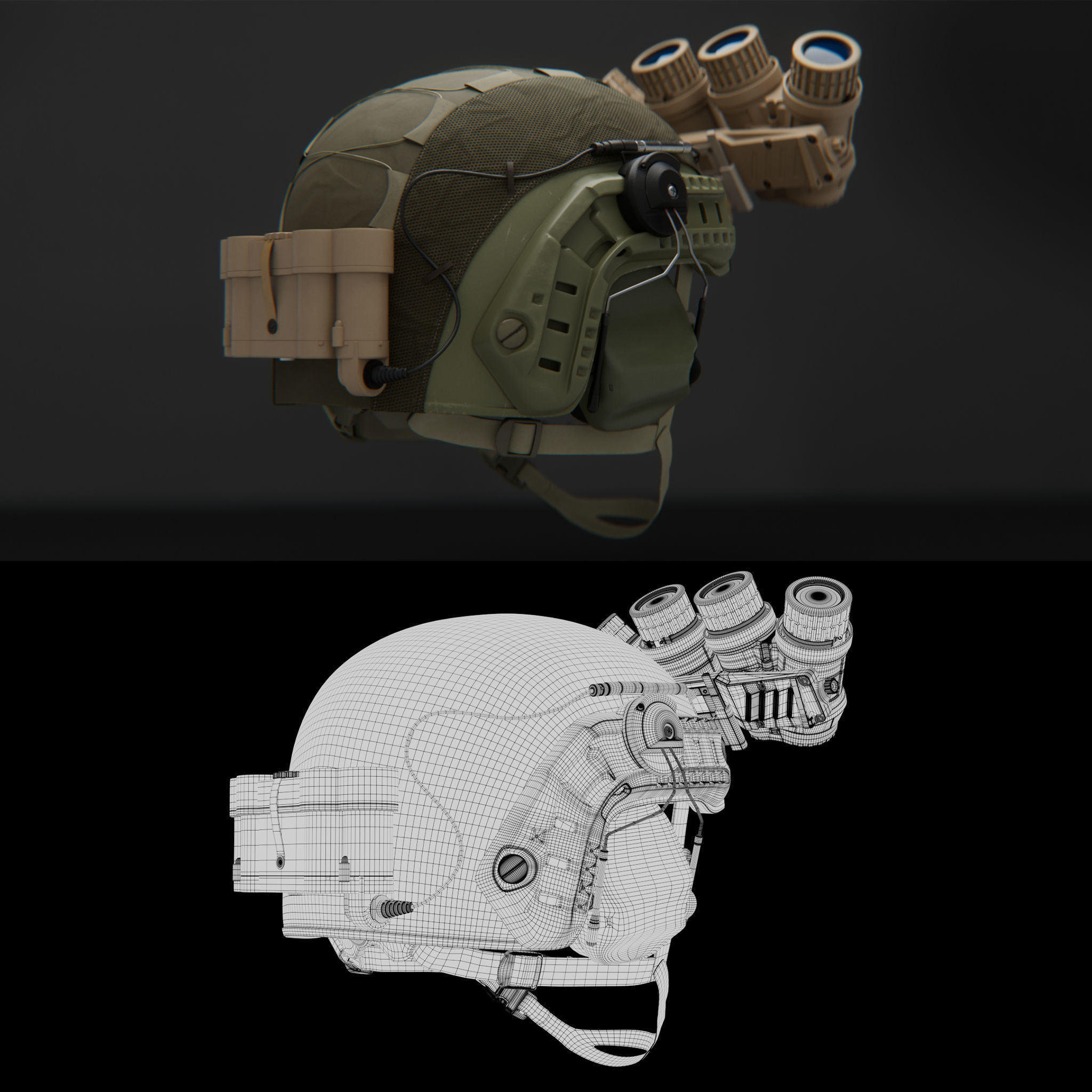Ops Core FAST - GPNVG-18 - Peltor Comtac - High Detail 3D model | CGTrader