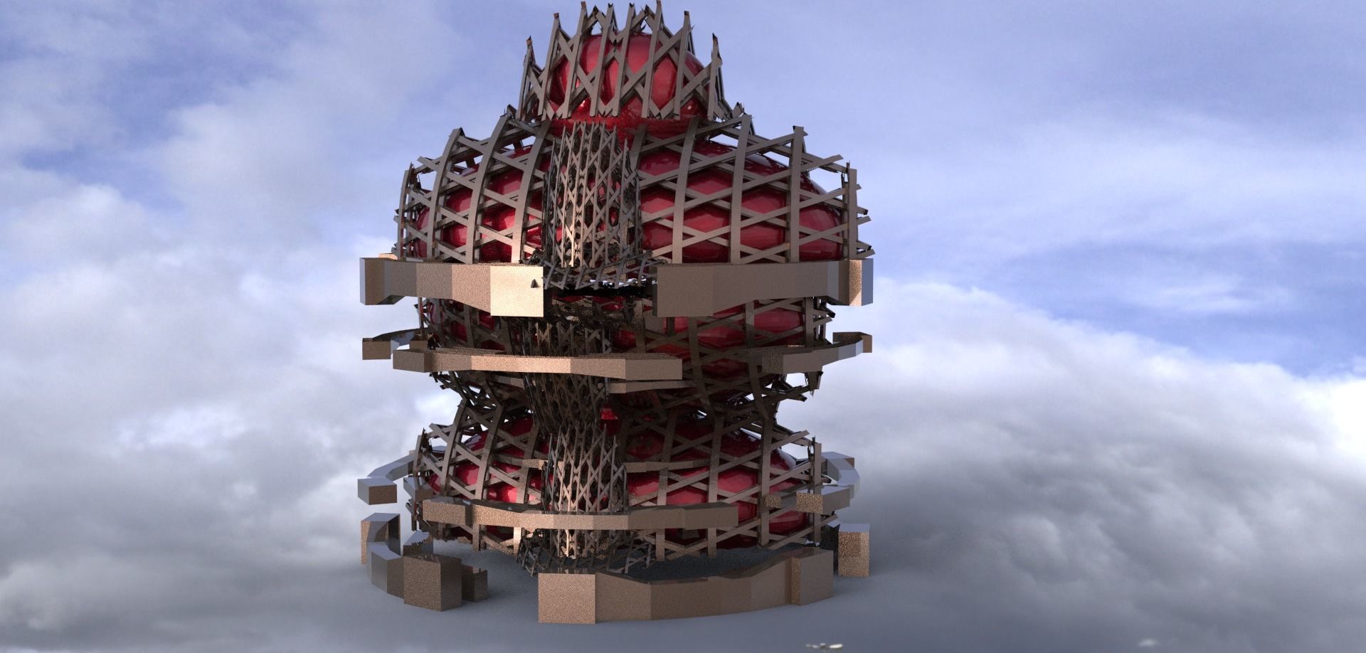 Sci fi Gold financial Hive dome 3D model | CGTrader