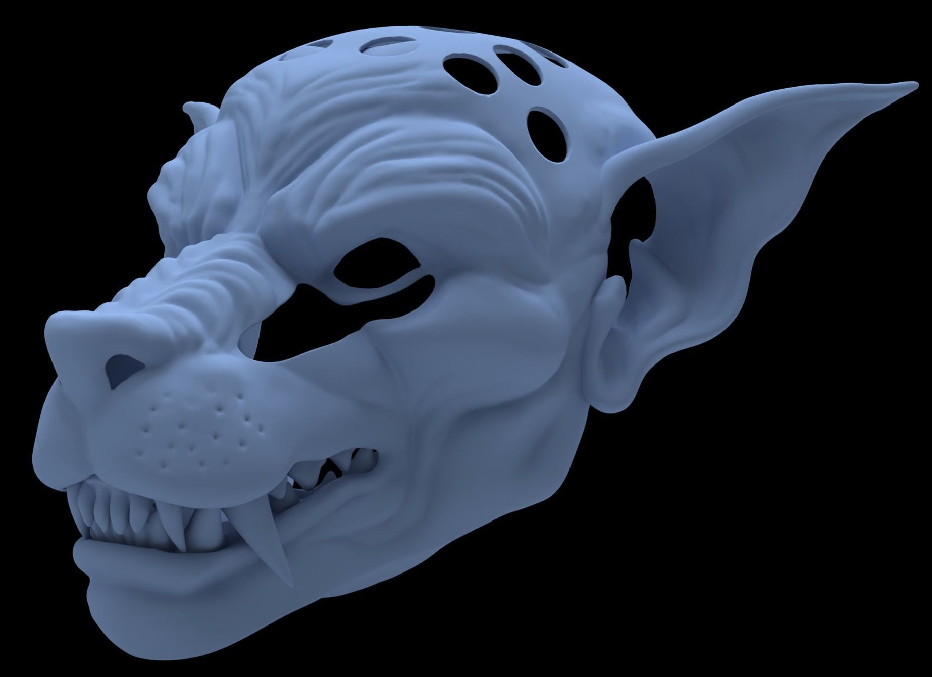 Realistic Werewolf Cosplay Fursuit Head Base 3D model 3D printable ...