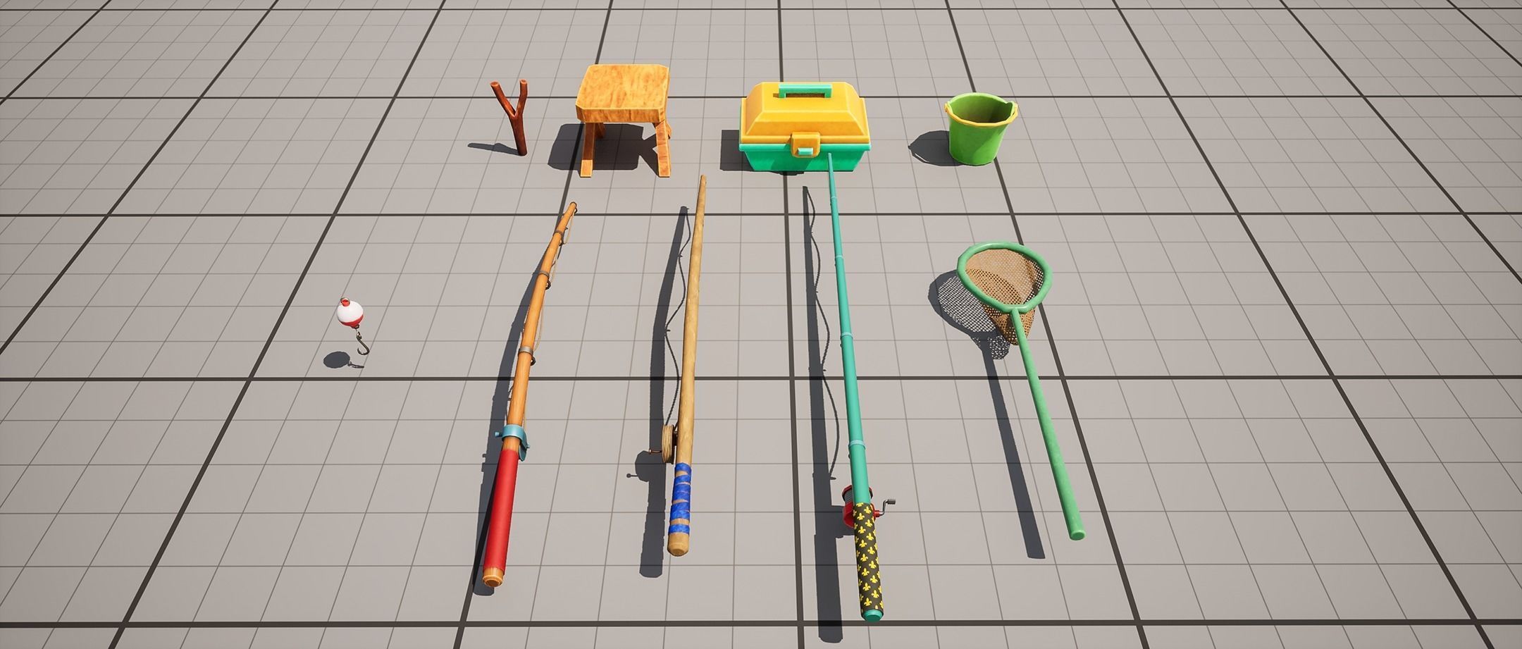 3D model Stylized Fishing Props Kit VR / AR / low-poly | CGTrader