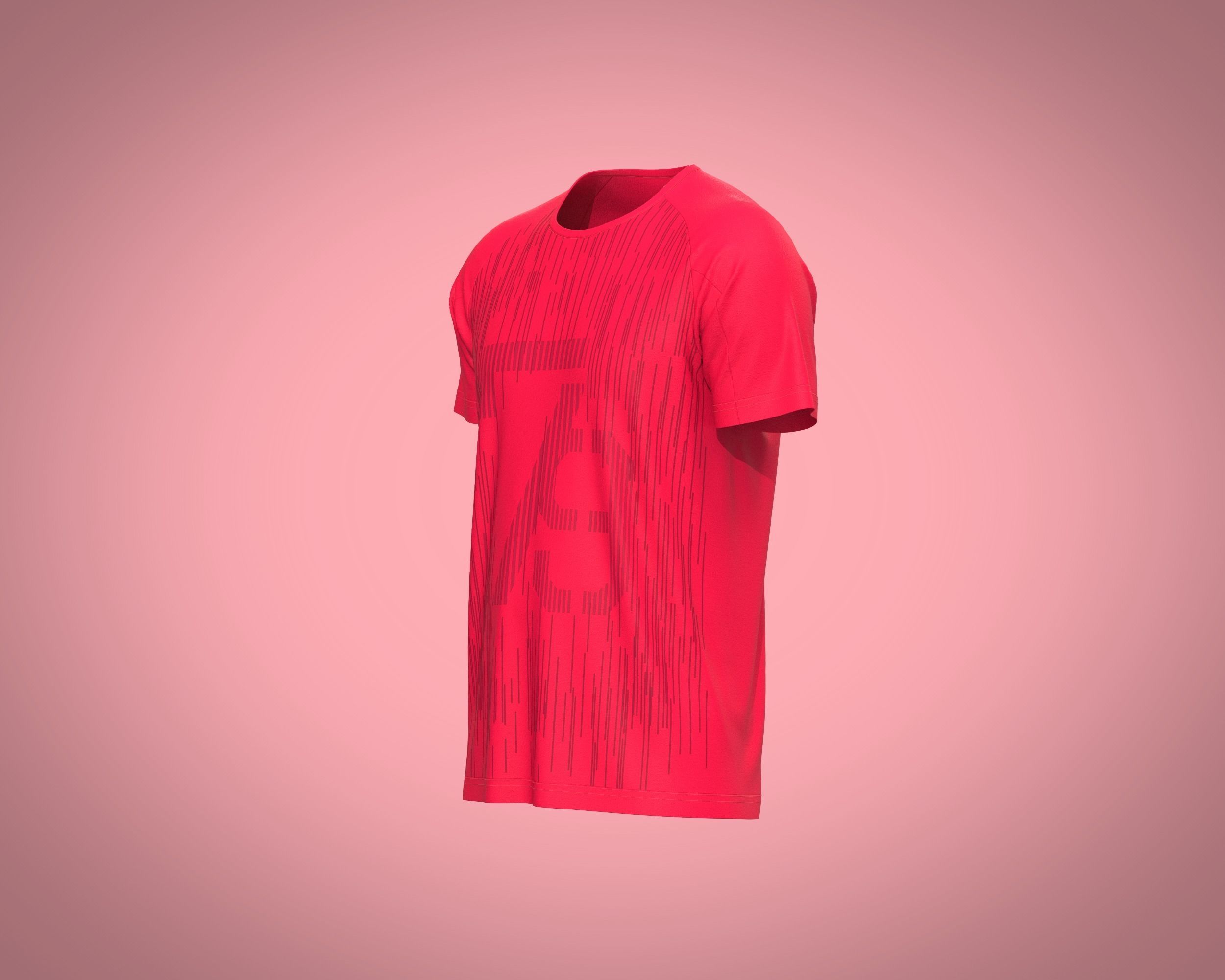 Reglan t shirt with cut and sew detailing with graphic 3D model | CGTrader