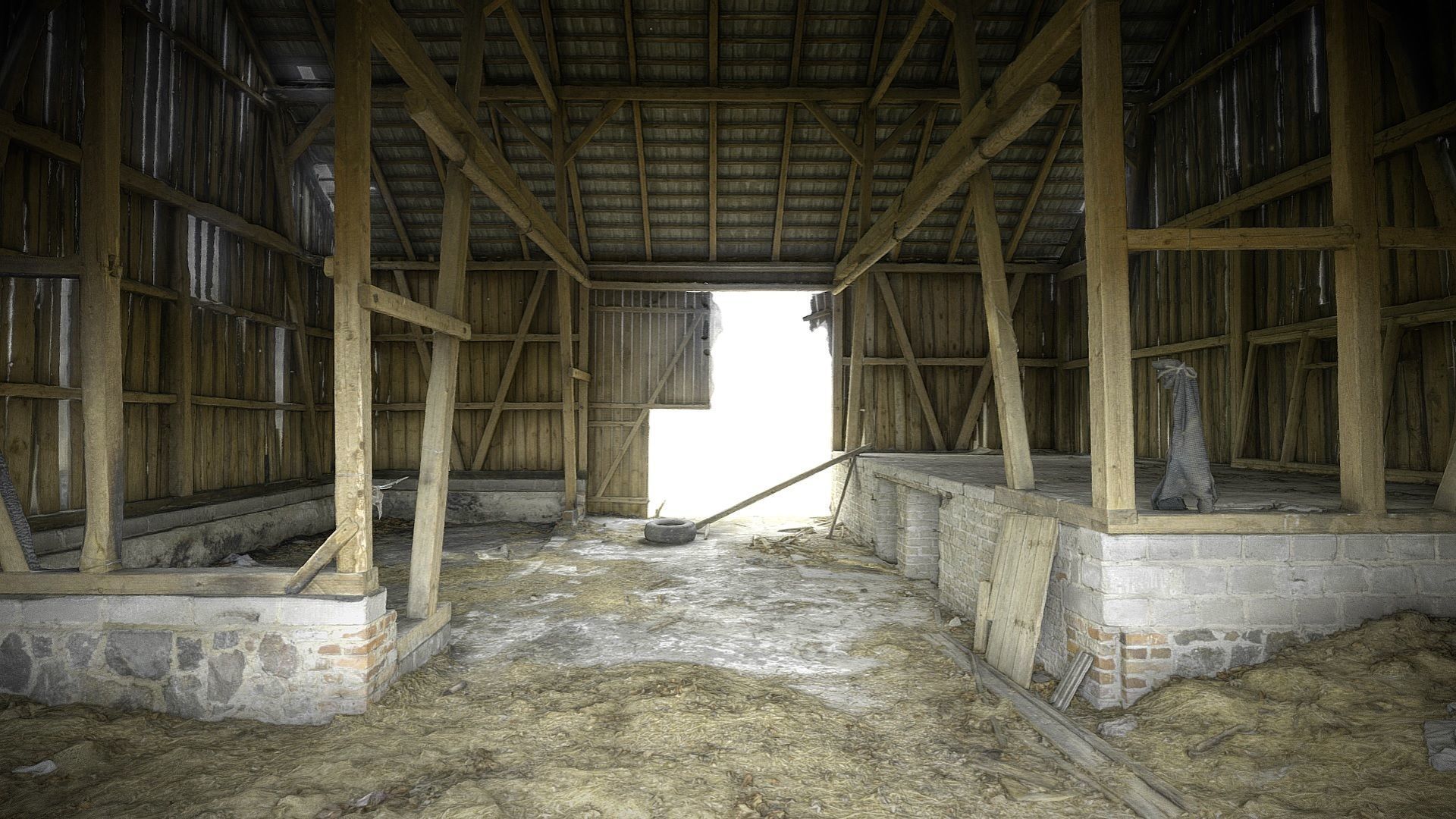 Interior of an abandoned wooden barn 3D model | CGTrader