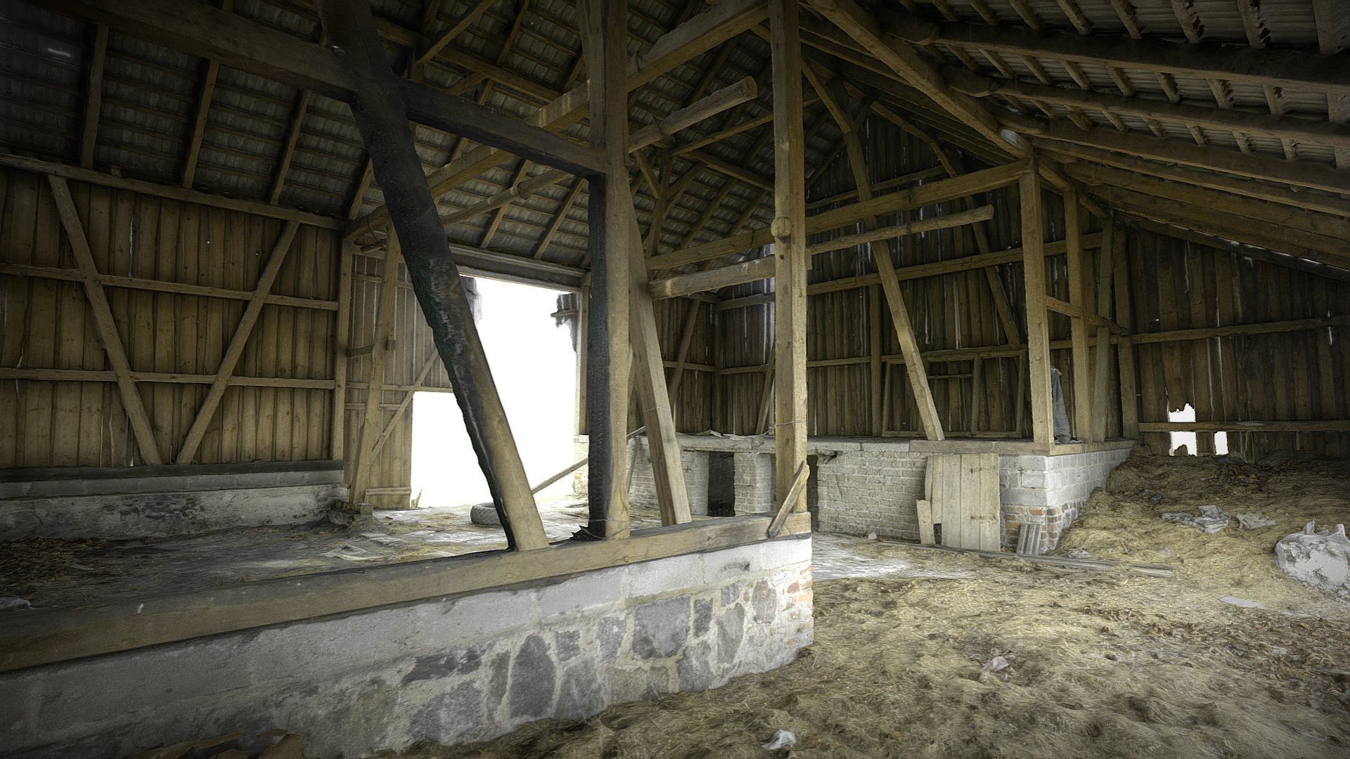 Interior of an abandoned wooden barn 3D model | CGTrader