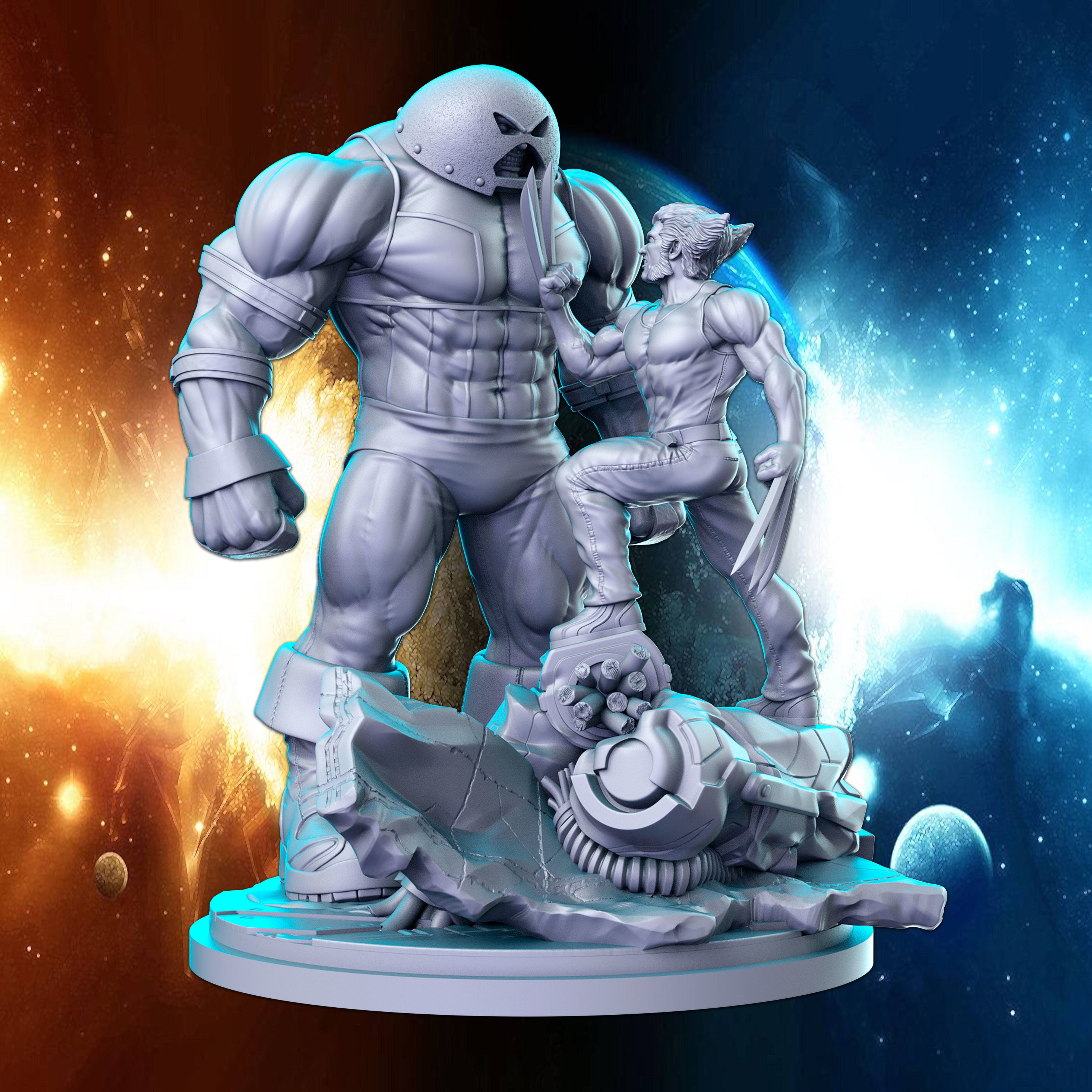 Wolverine VS Juggernaut Marvel Super Hero 32mm Pre-supported 3D model ...