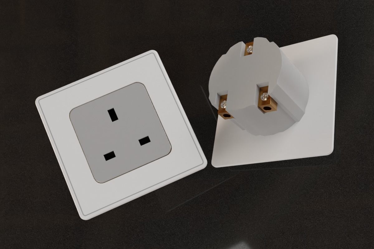 Electrical Socket 1P - Type G 3D model | CGTrader