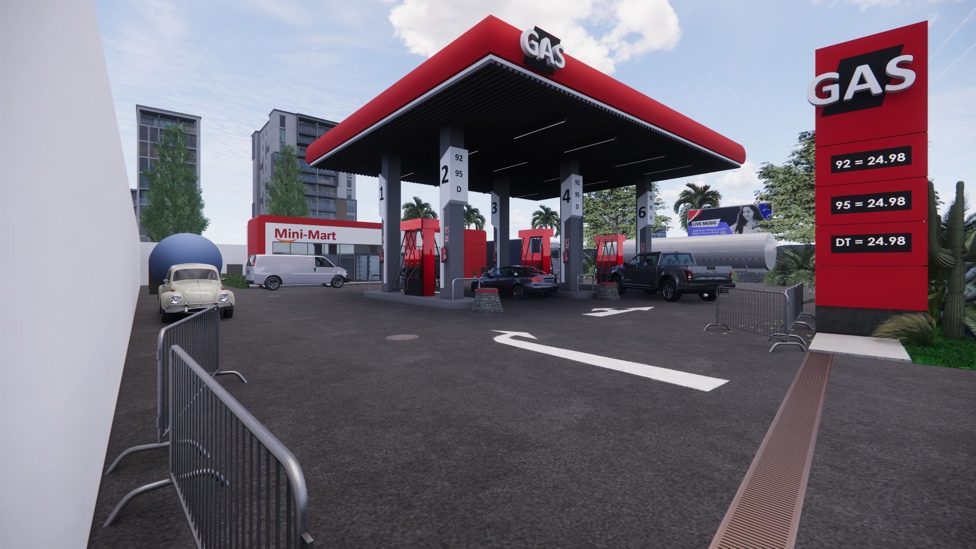 3D model GAS STATION VR / AR / low-poly | CGTrader