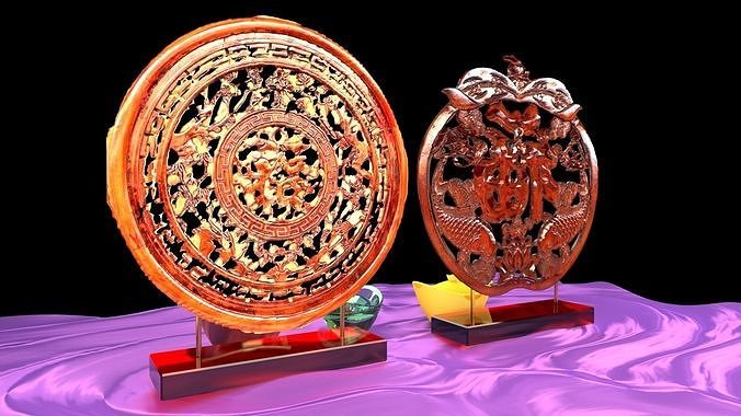 Chinese fu carving pattern 3D model | CGTrader