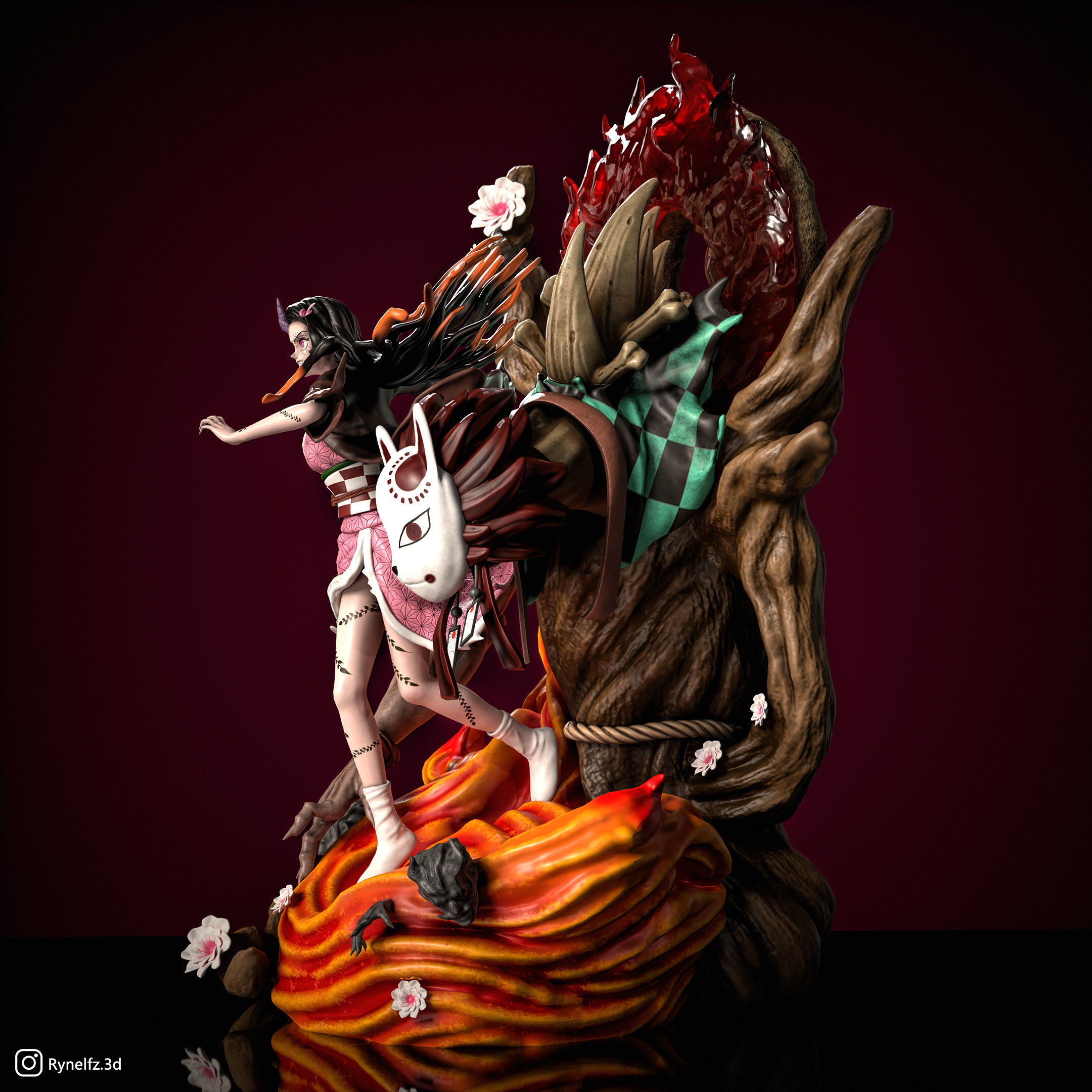 Nezuko Demon Form 3D print model 3D model 3D printable | CGTrader