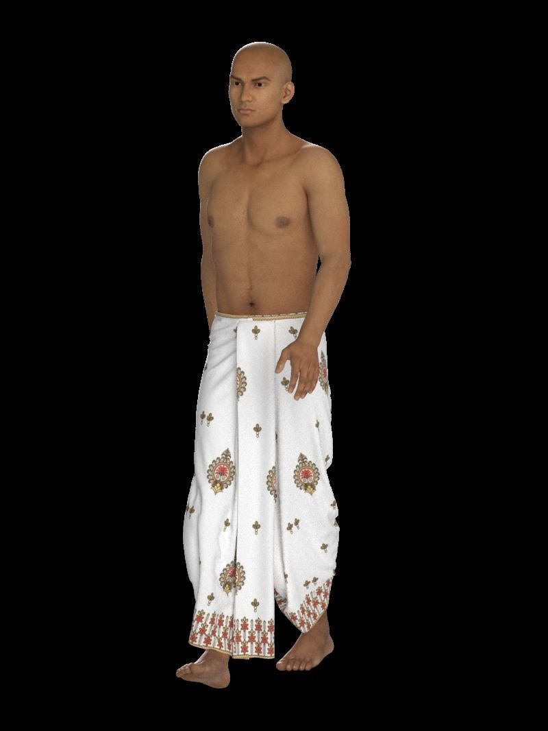 ISKCON TEMPLE STYLE DHOTI OUTFIT 3D model | CGTrader
