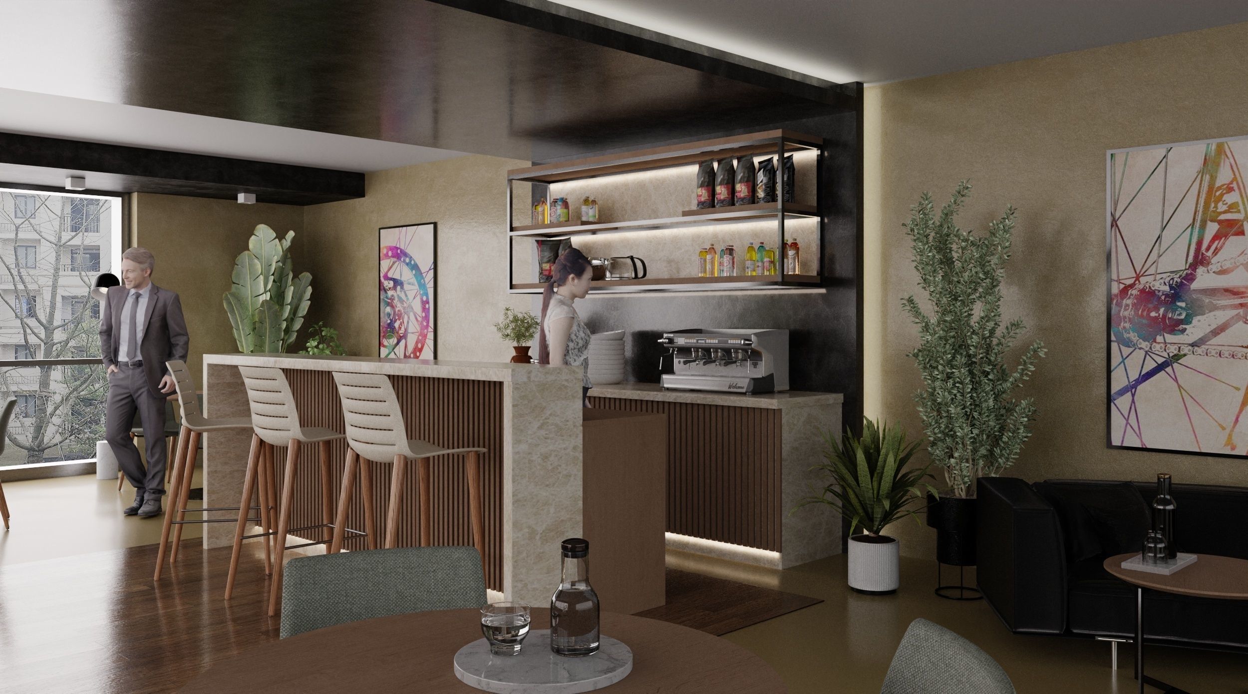 Modern Cafe Design free 3D model | CGTrader