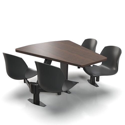 Shield Table with Plastic Bucket Seats PBR 3D model | CGTrader