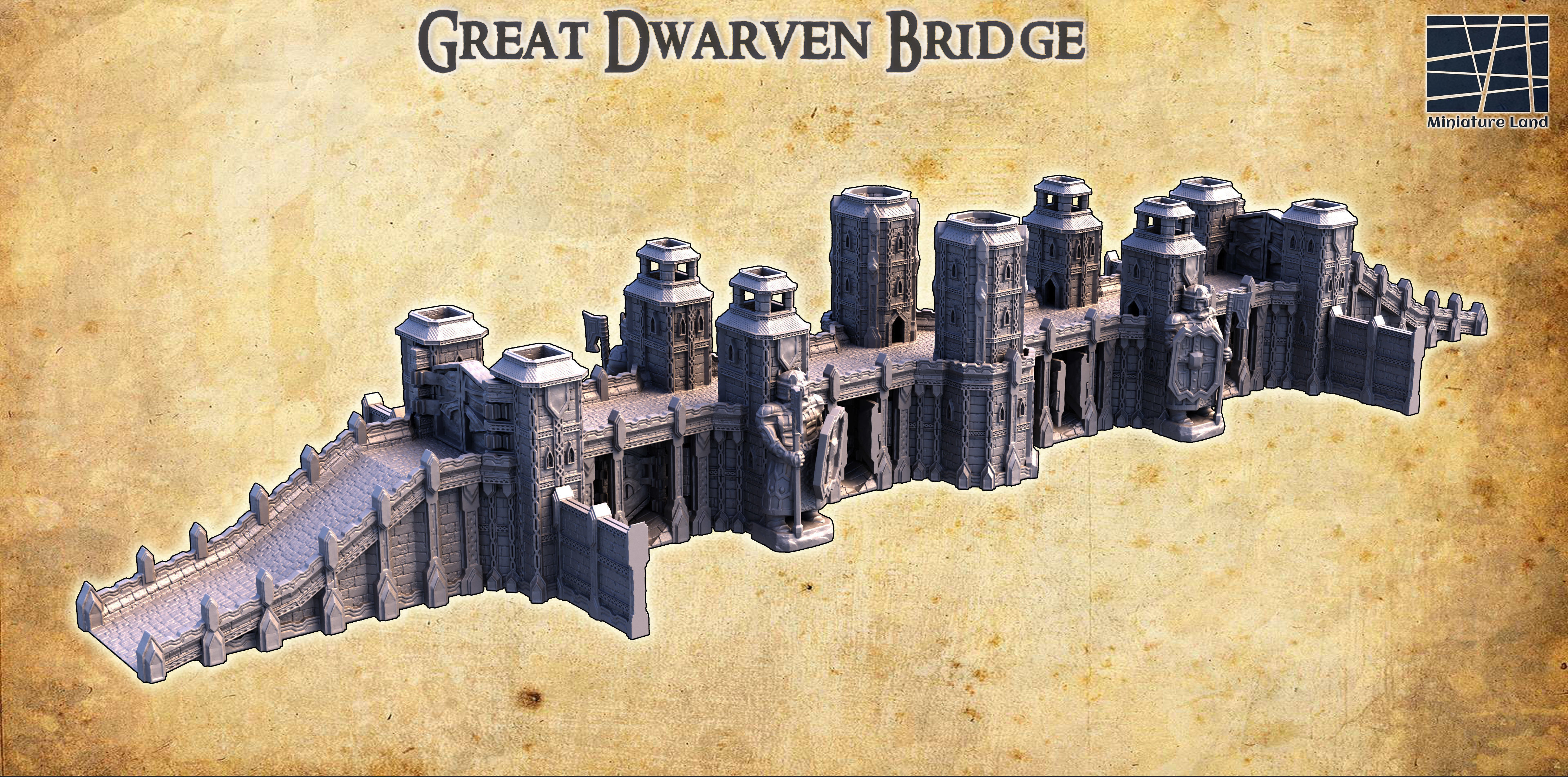 Great Dwarven Bridge Tabletop Terrain 28MM 3D model 3D printable | CGTrader