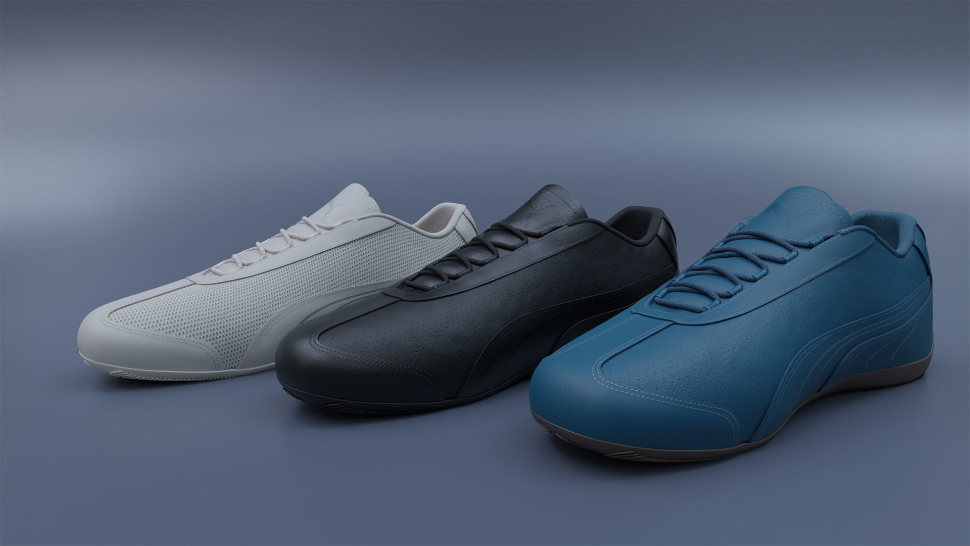 3D model Puma Porsche SpeedCat Sneakers in 3 Colors VR / AR / low-poly ...