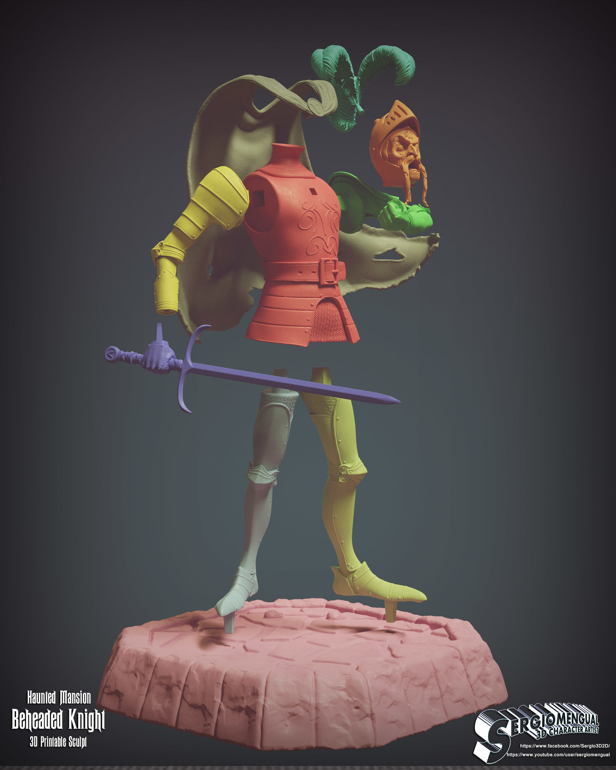 Haunted Mansion The Beheaded Knight 3D Printable Sculpt 3D model 3D ...