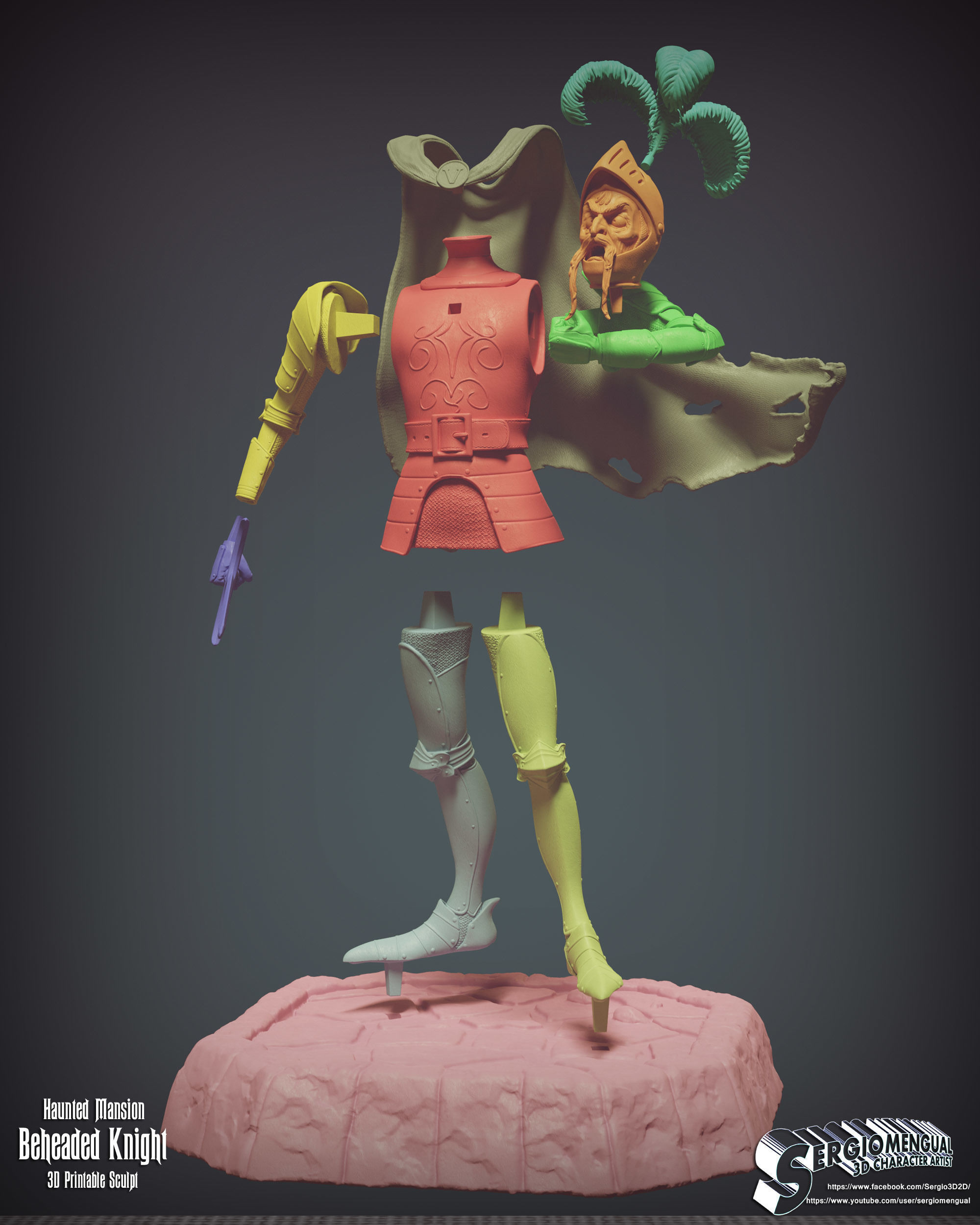Haunted Mansion The Beheaded Knight 3D Printable Sculpt 3D model 3D ...