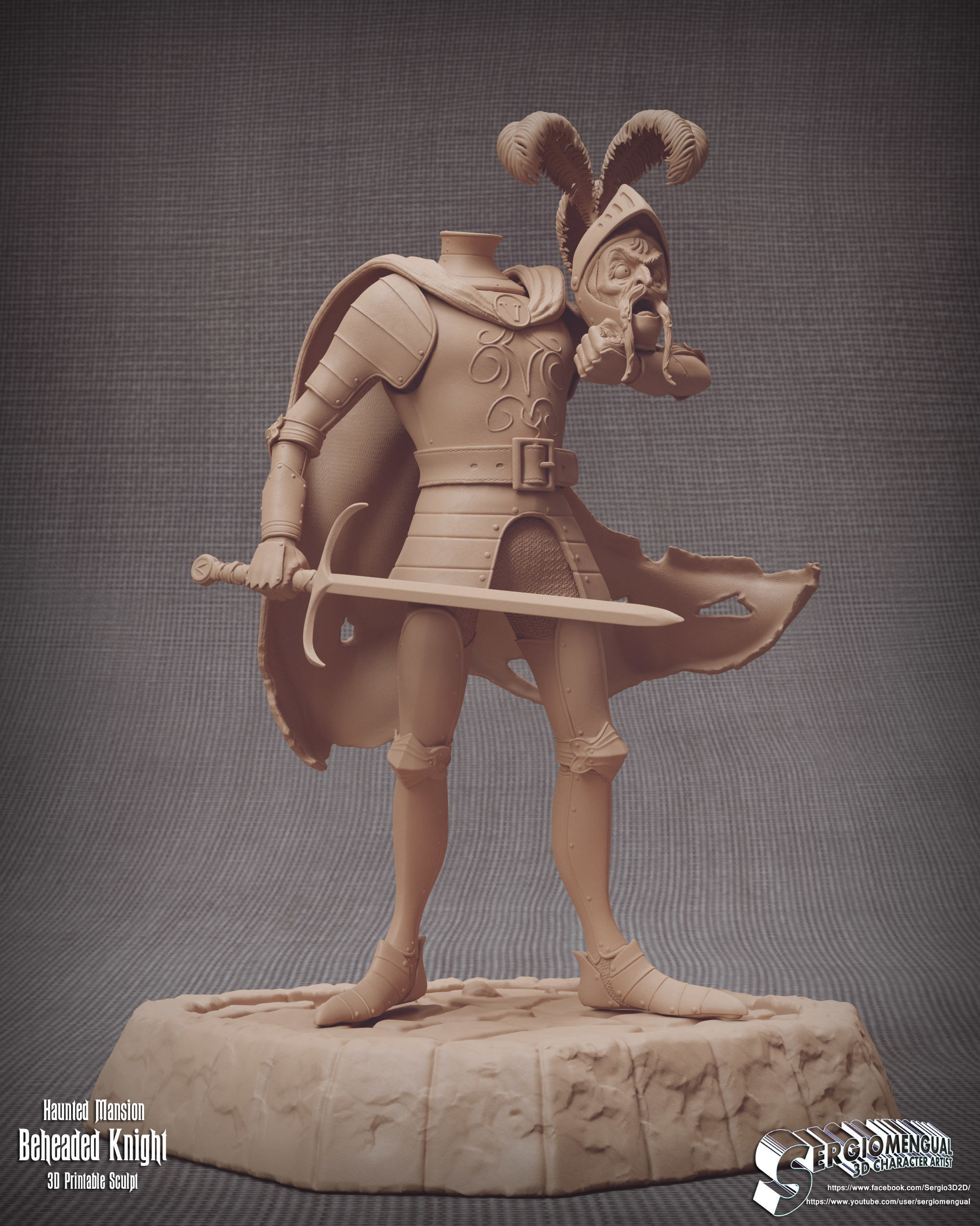 Haunted Mansion The Beheaded Knight 3D Printable Sculpt 3D model 3D ...