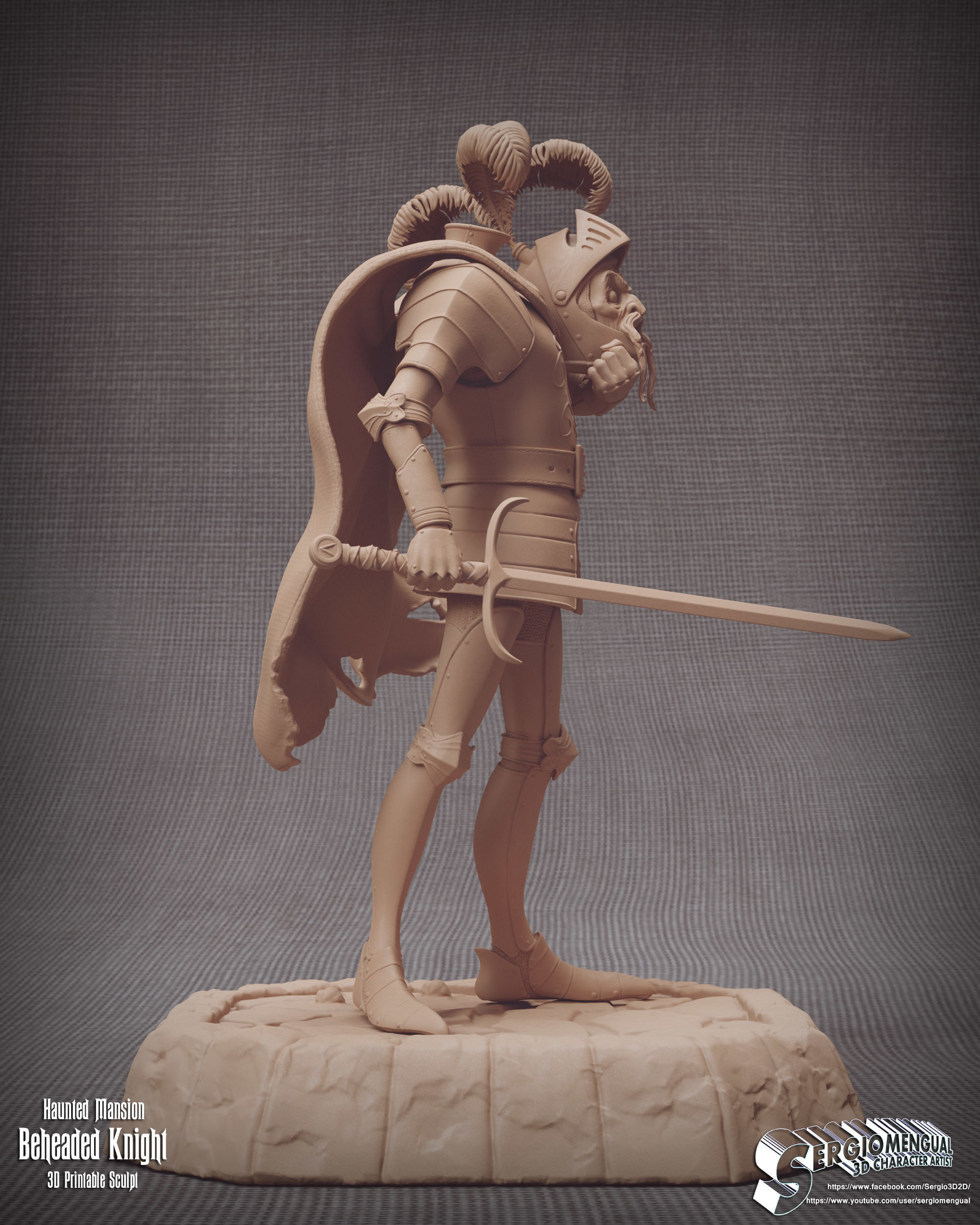 Haunted Mansion The Beheaded Knight 3D Printable Sculpt 3D model 3D ...