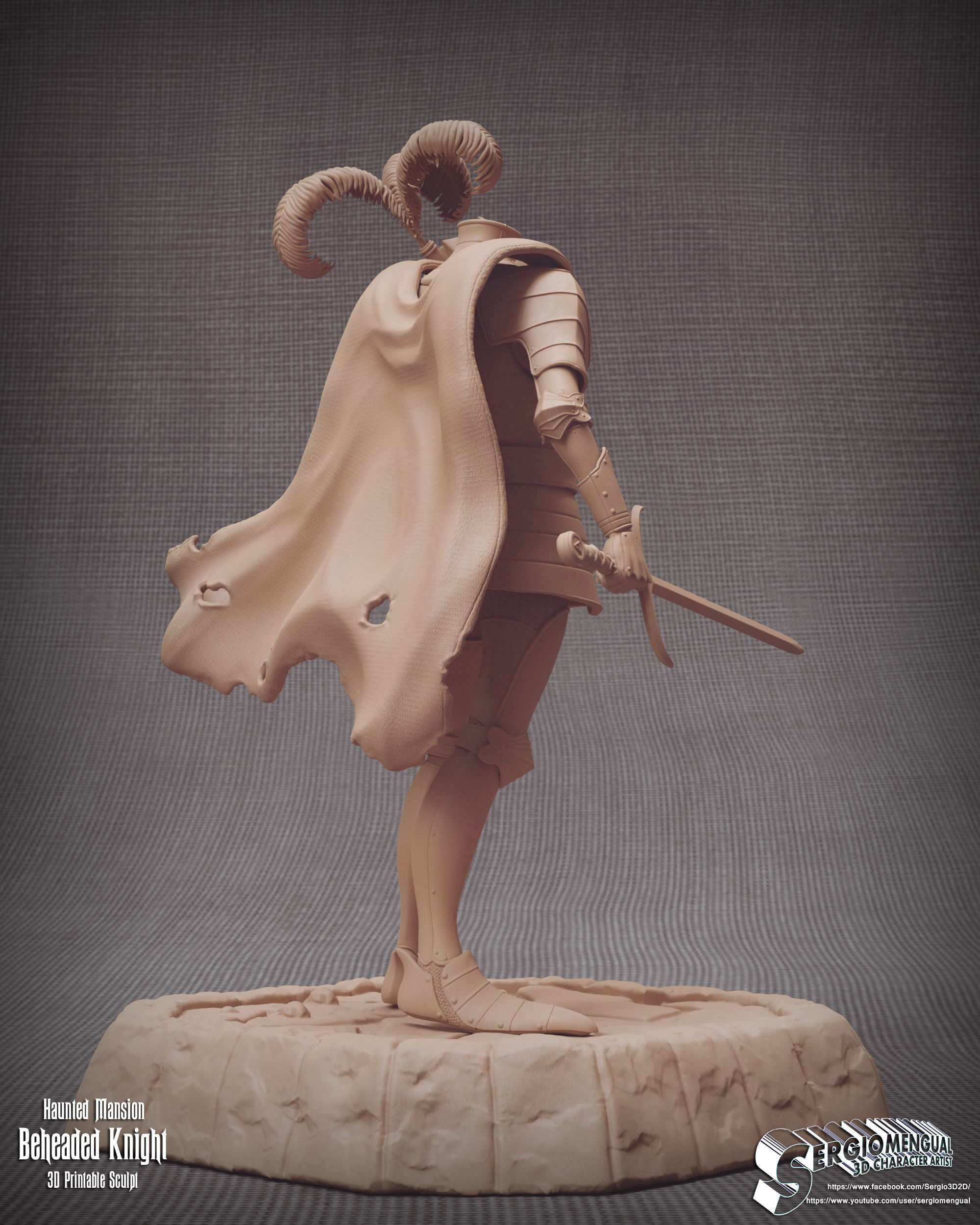 Haunted Mansion The Beheaded Knight 3D Printable Sculpt 3D model 3D ...