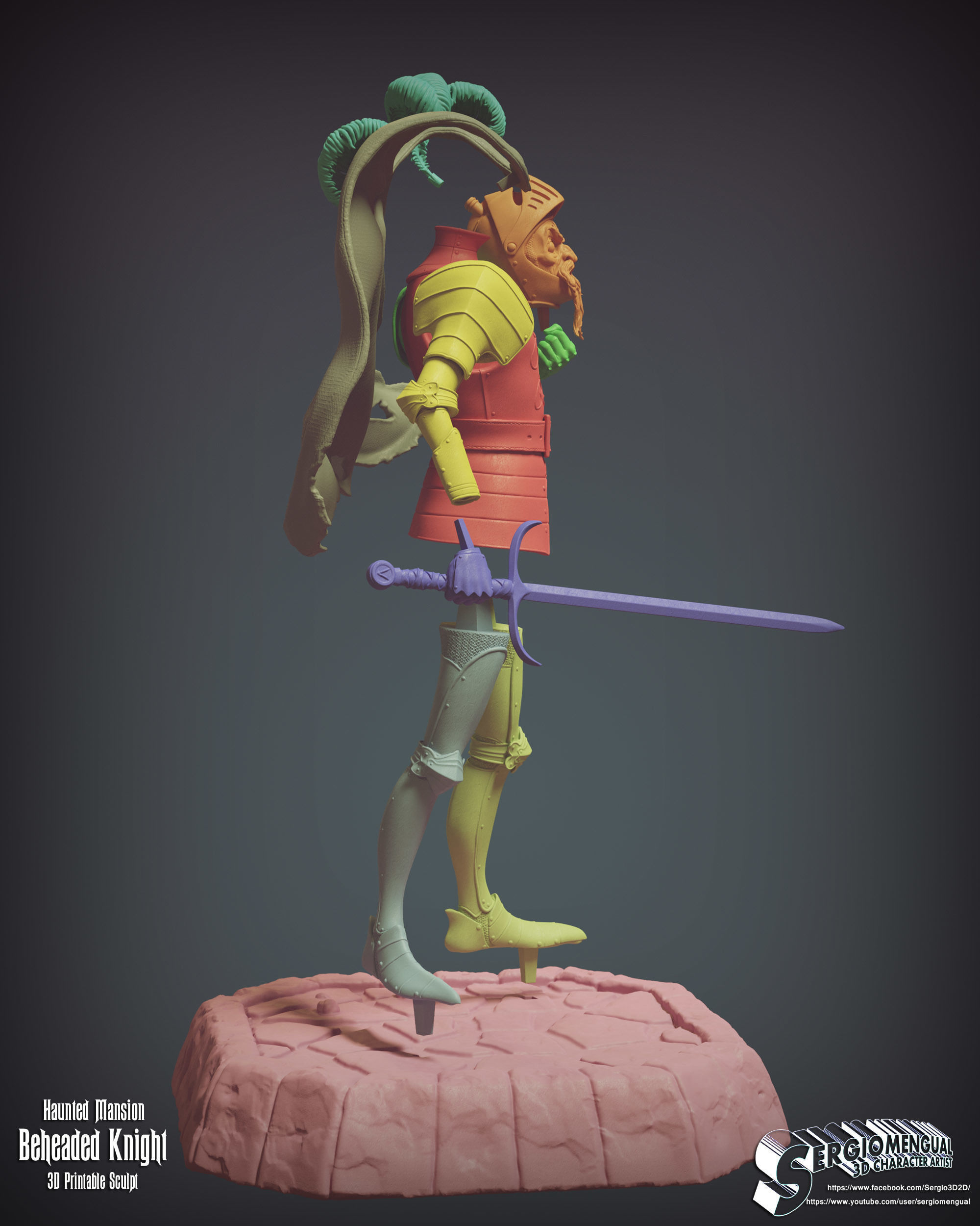 Haunted Mansion The Beheaded Knight 3D Printable Sculpt 3D model 3D ...