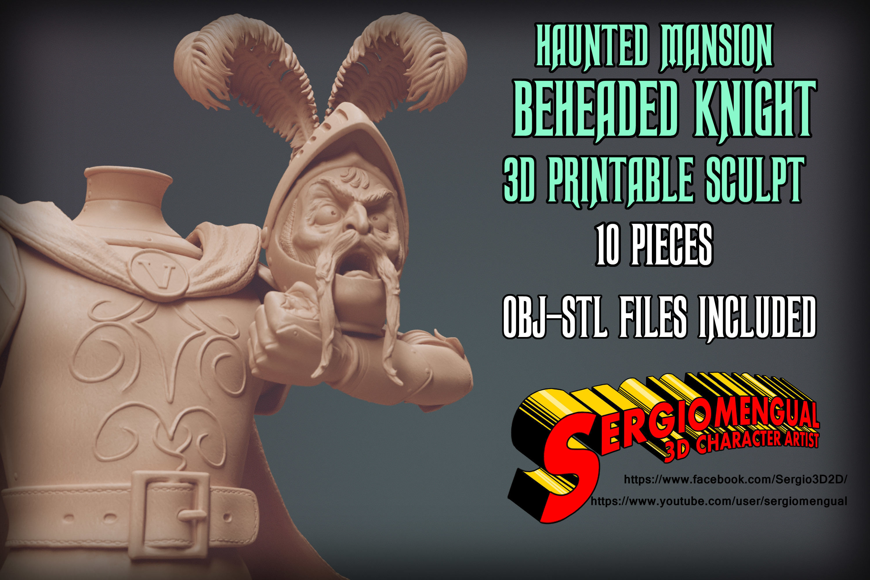 Haunted Mansion The Beheaded Knight 3D Printable Sculpt 3D model 3D ...