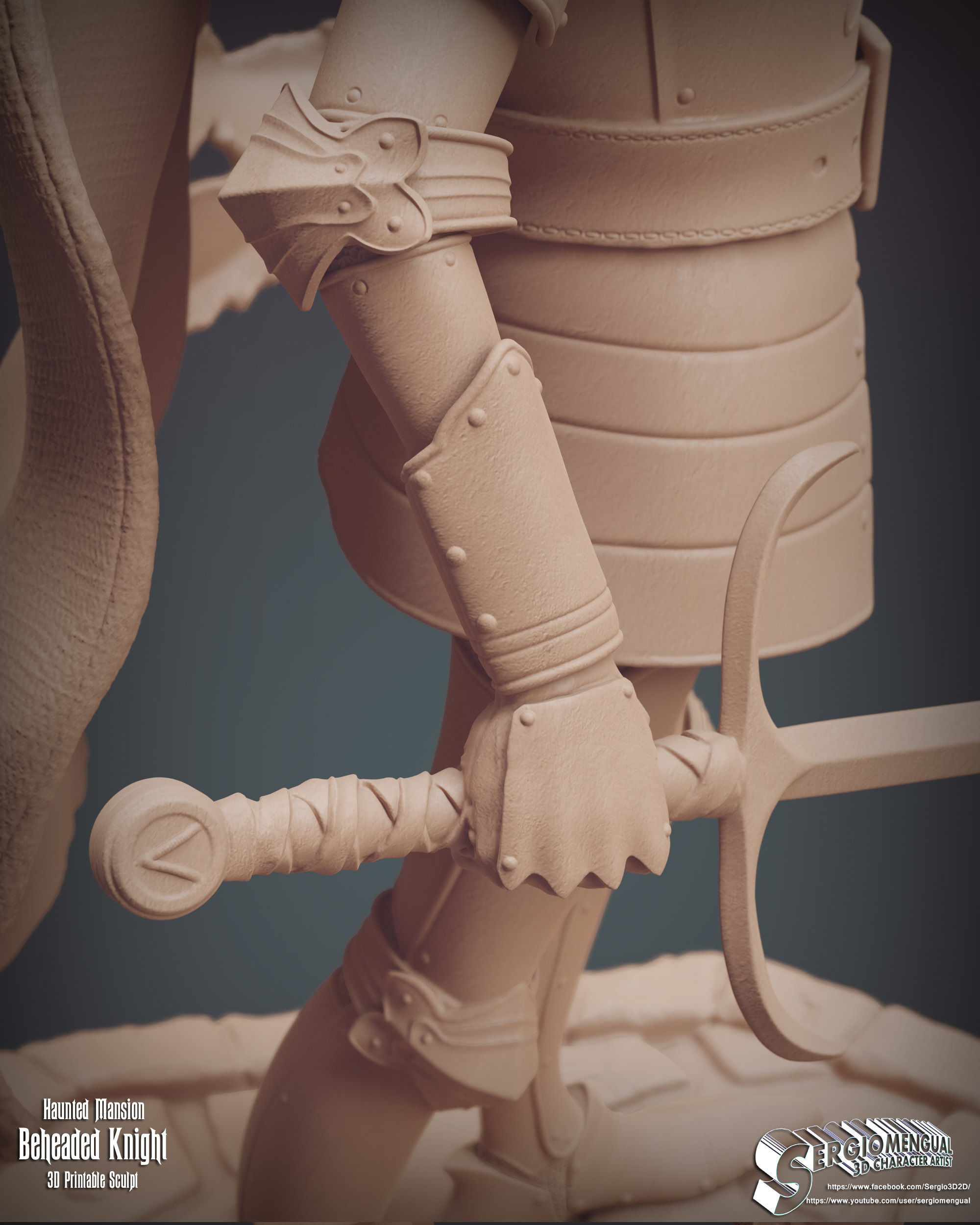 Haunted Mansion The Beheaded Knight 3D Printable Sculpt 3D model 3D ...