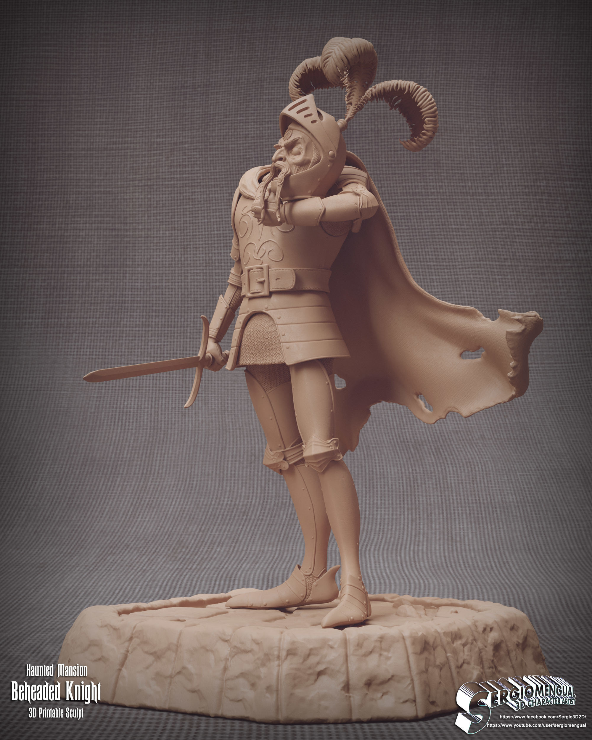 Haunted Mansion The Beheaded Knight 3D Printable Sculpt 3D model 3D ...