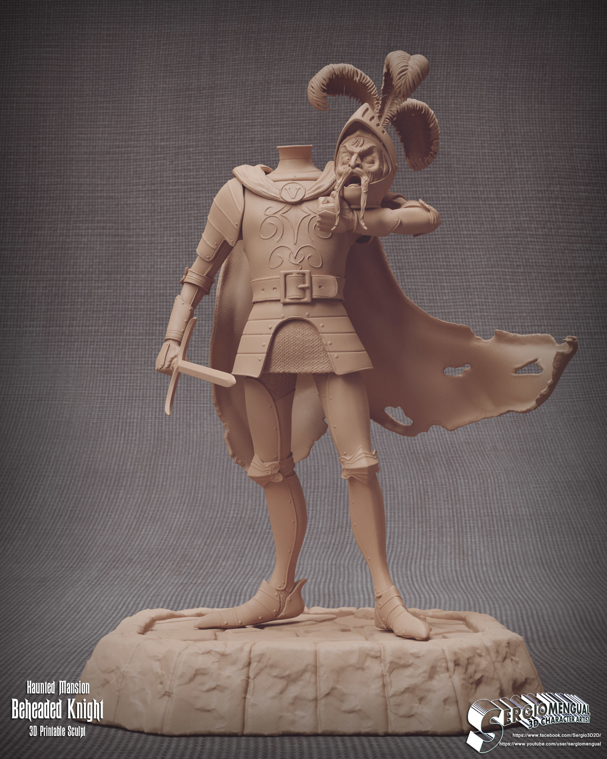 Haunted Mansion The Beheaded Knight 3D Printable Sculpt 3D model 3D ...