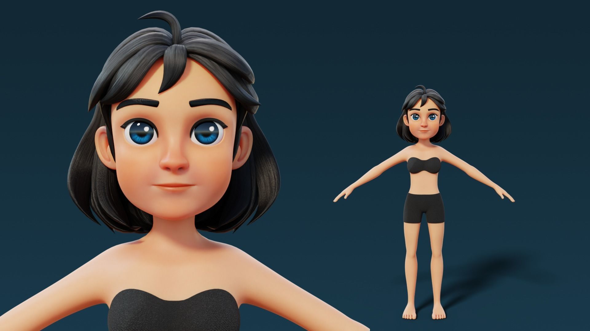 Cartoon Base Mesh Teen Female 3D model | CGTrader