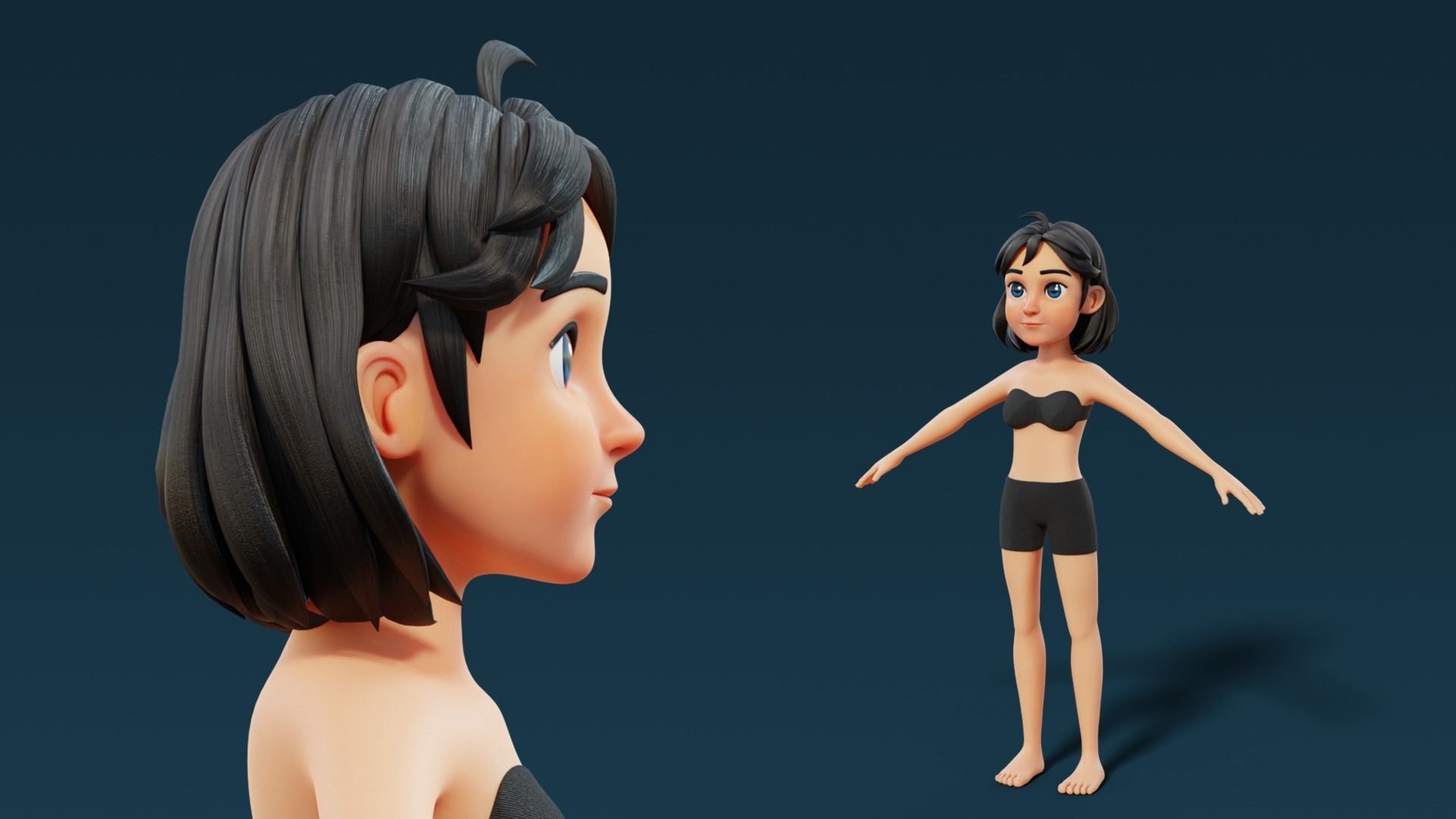 Cartoon Base Mesh Teen Female 3D model | CGTrader