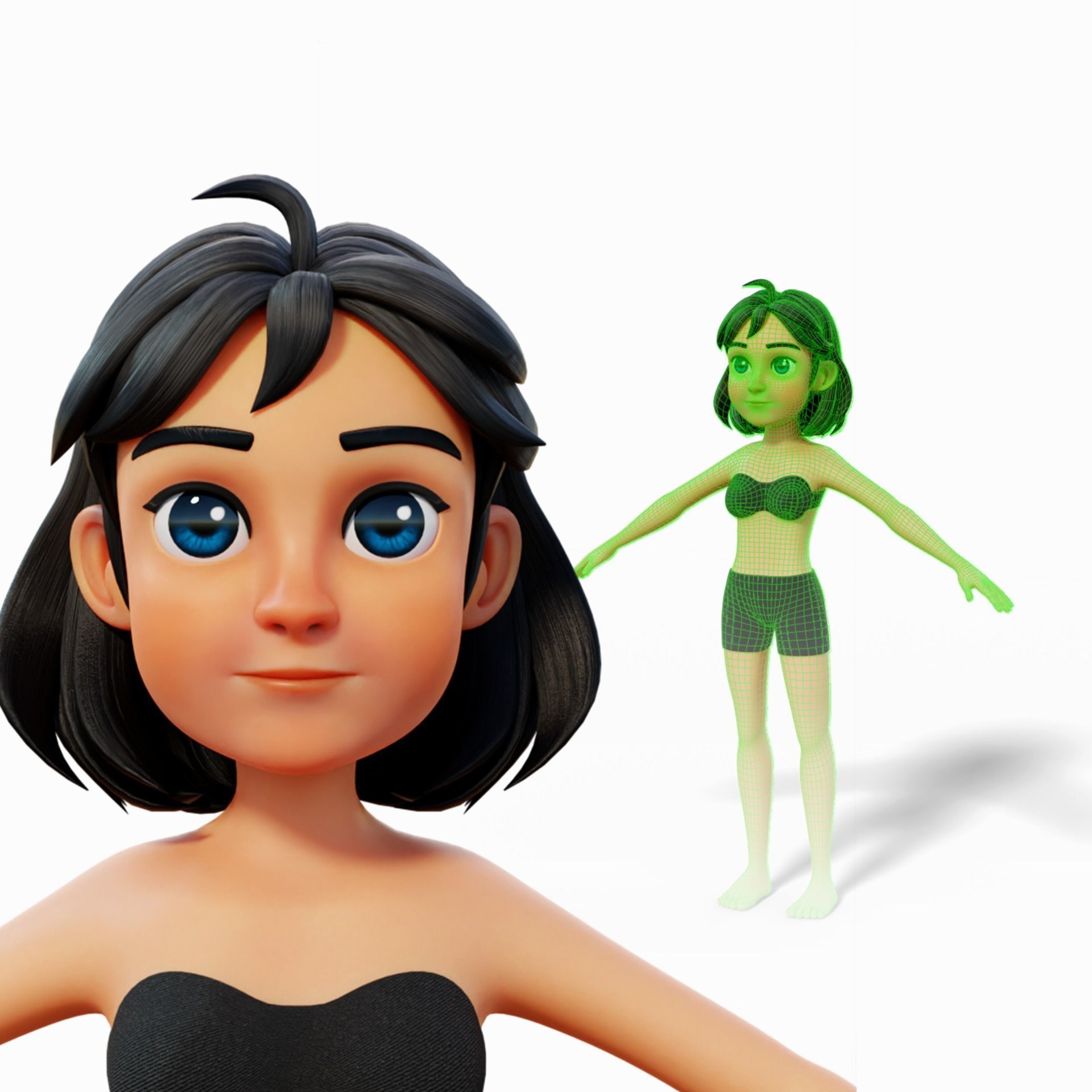 Cartoon Base Mesh Teen Female 3D model | CGTrader