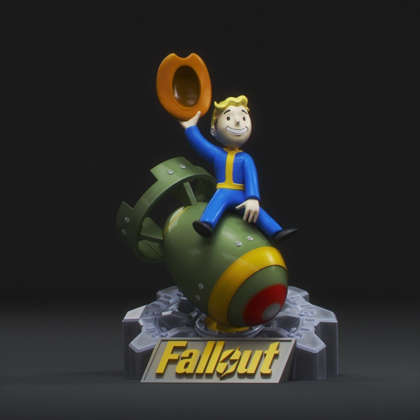 VAULT BOY RIDING NUKE -FALLOUT- 3D model 3D printable | CGTrader