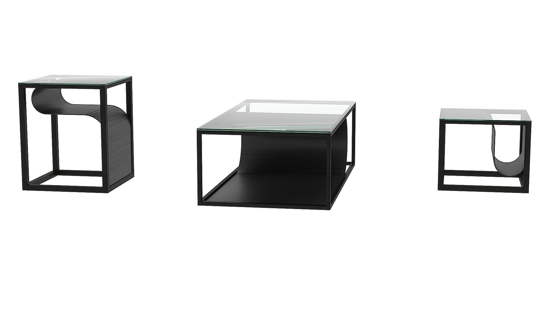 Black Metal Coffee Table Set 3D model | CGTrader