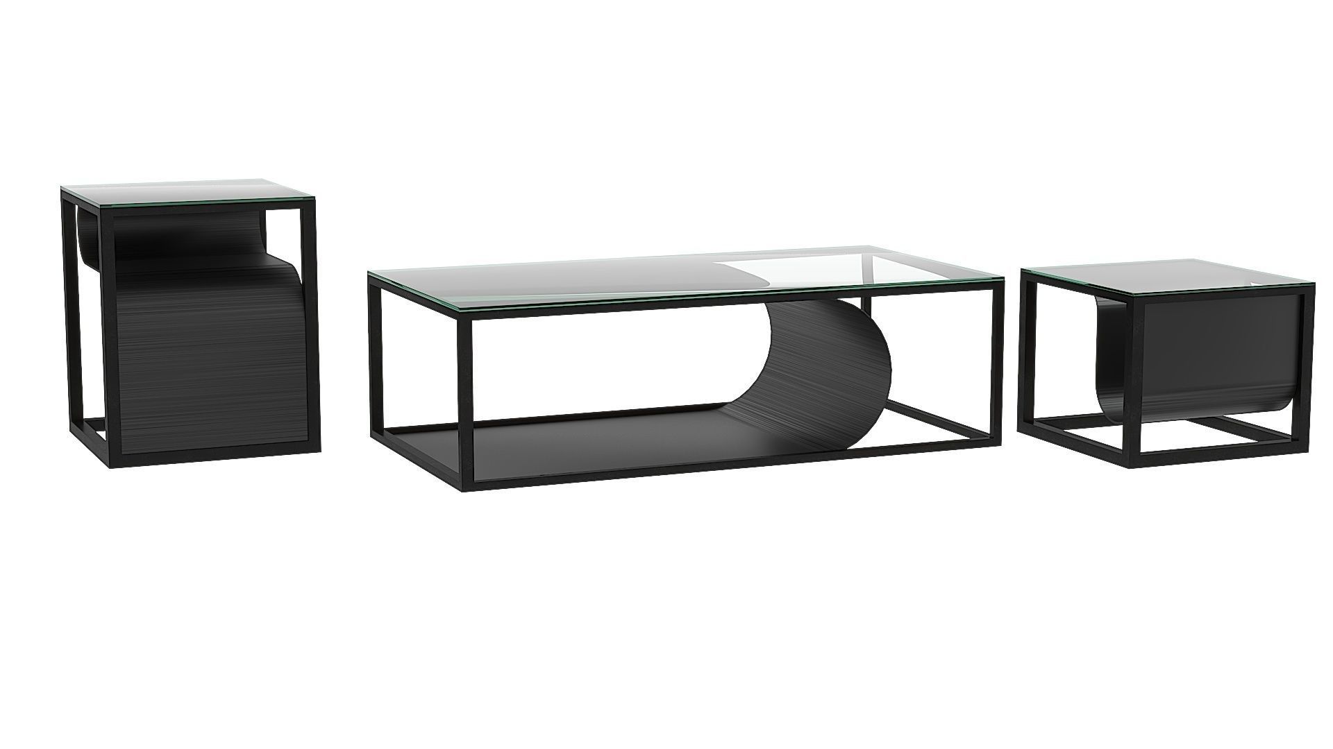 Black Metal Coffee Table Set 3D model | CGTrader