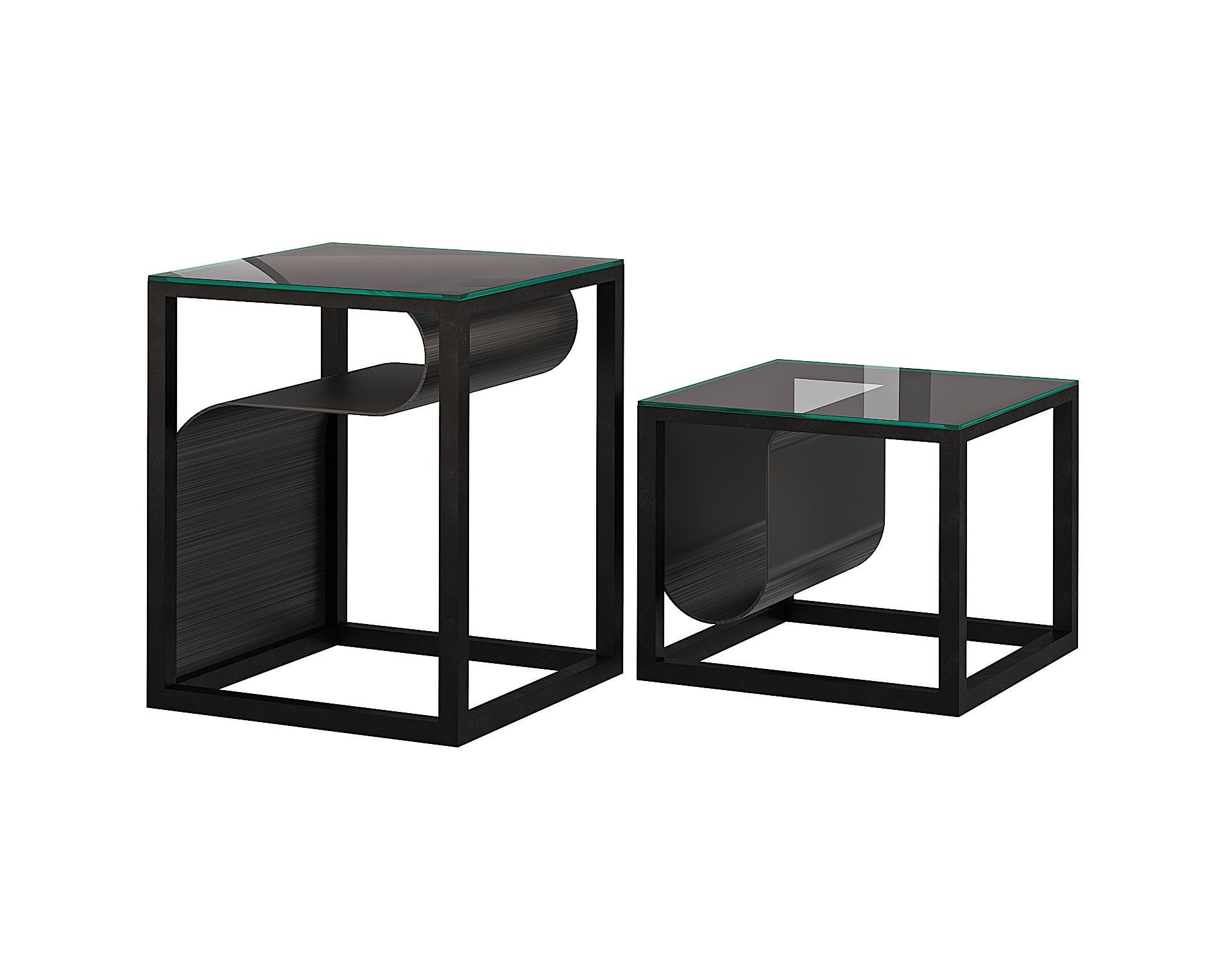 Black Metal Coffee Table Set 3D model | CGTrader