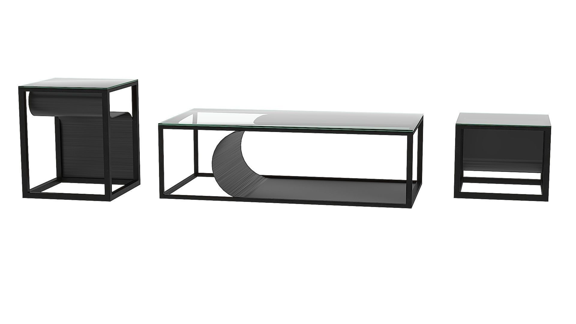 Black Metal Coffee Table Set 3D model | CGTrader