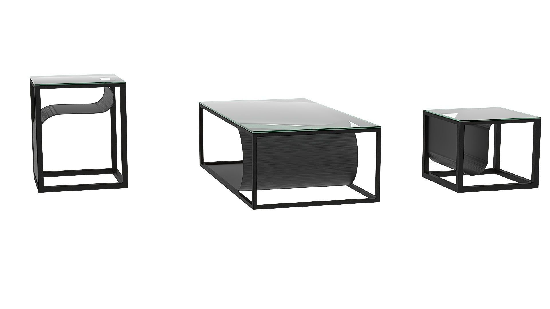 Black Metal Coffee Table Set 3D model | CGTrader