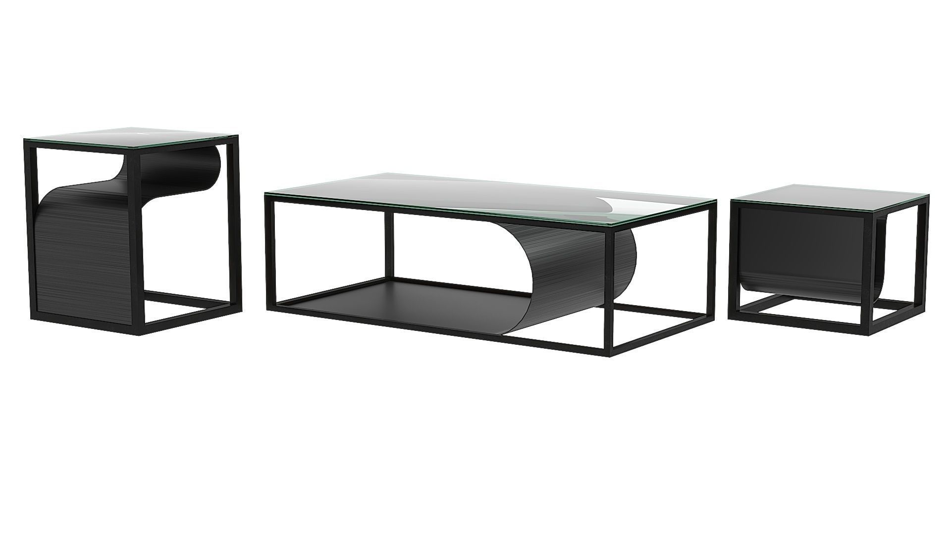 Black Metal Coffee Table Set 3D model | CGTrader