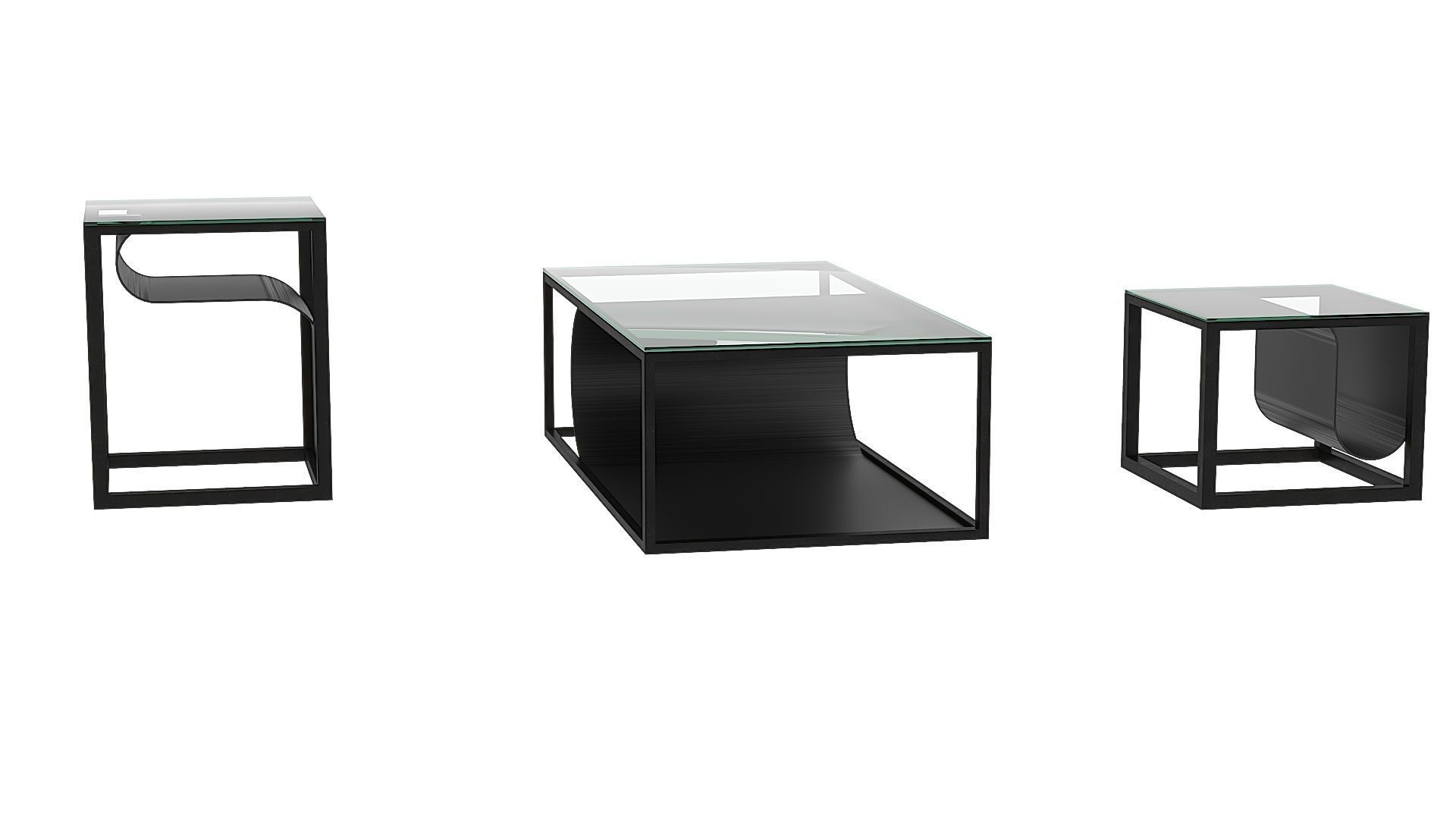 Black Metal Coffee Table Set 3D model | CGTrader